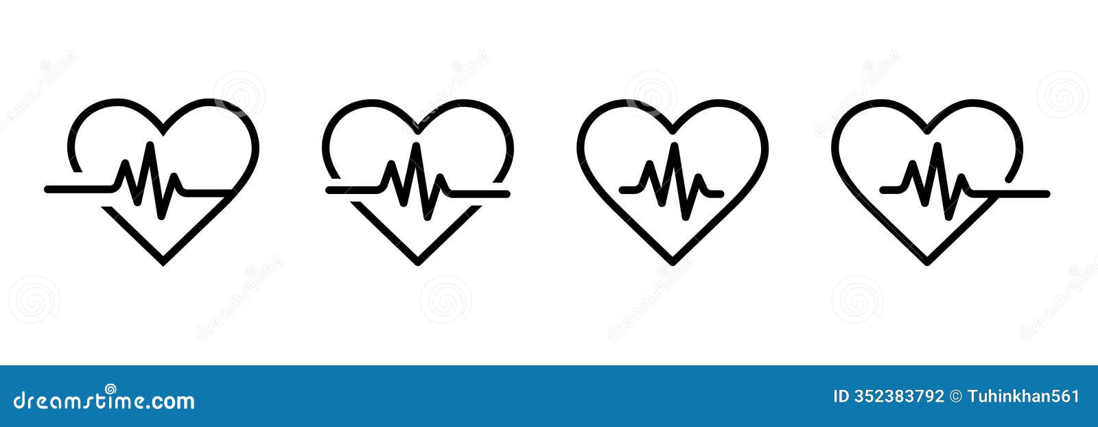 Red Heartbeat Collection Symbol, Cardiogram Wave Set Sign, Continuous ...