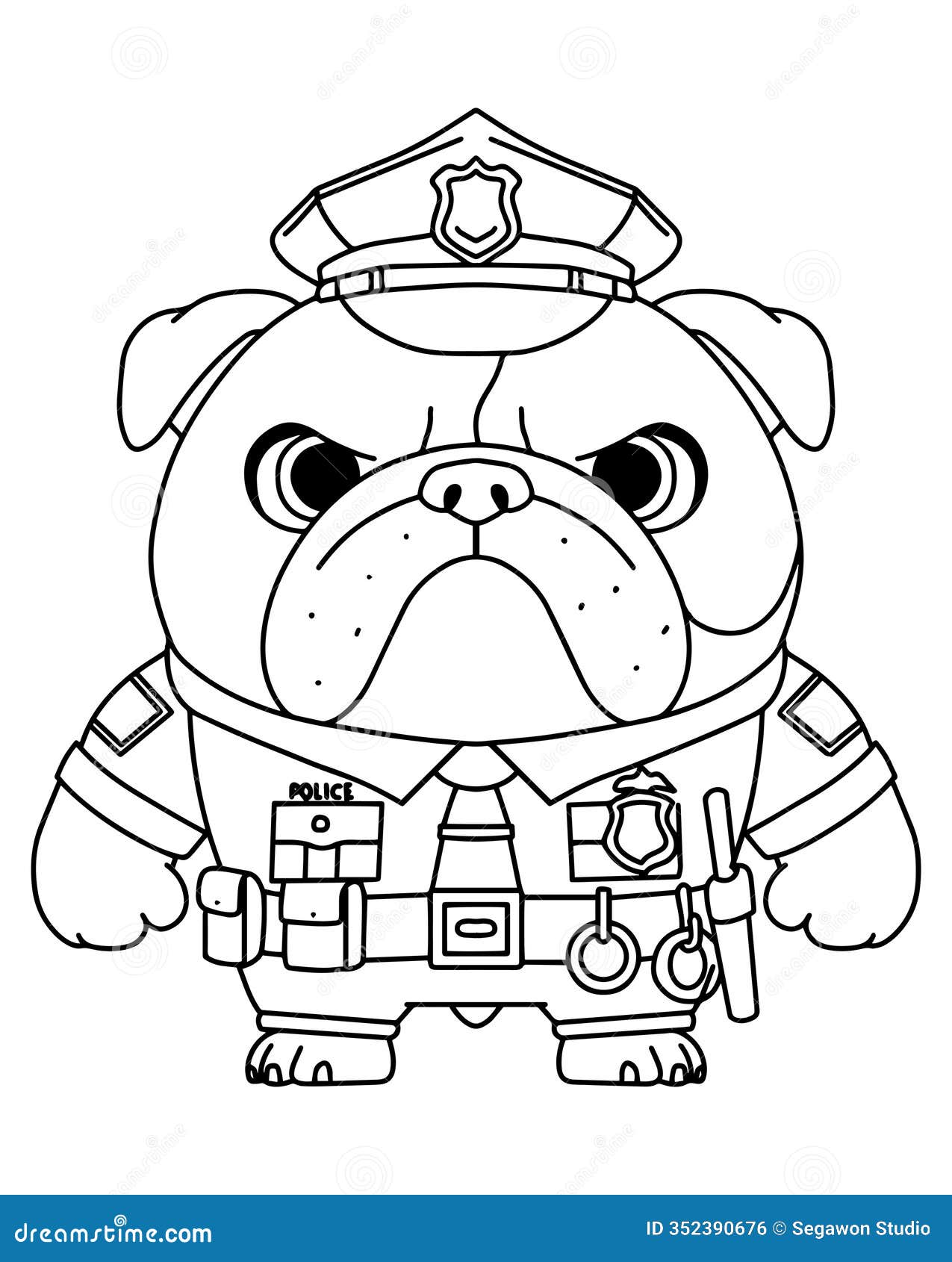 Coloring Book Cute Dog As Police Bodyguard Duty Illustration Stock ...