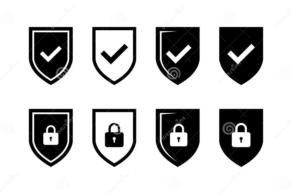 Security Shield Icon Set. Security Shield Logotypes with Check Mark and ...