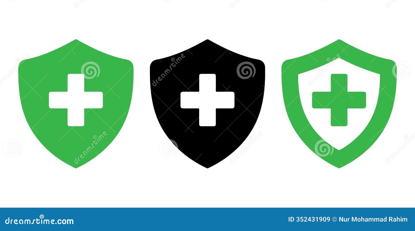 Health Protection Shield Icon Set Vector Stock Illustration ...