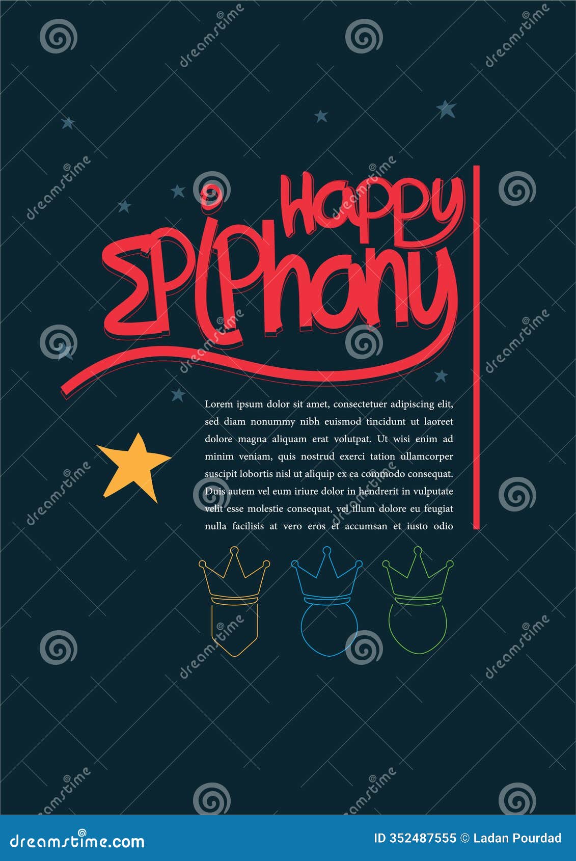 Poster for Epiphany Day with Schematic Drawings of the Three Kings ...