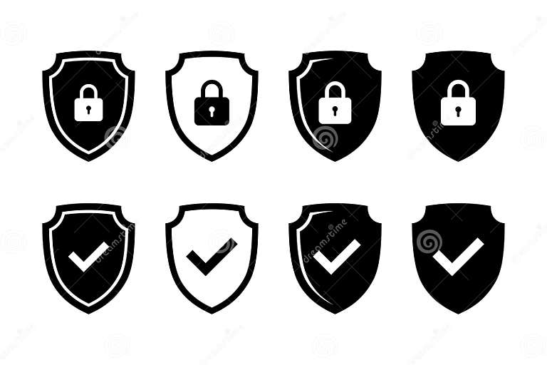 Set of Security Shield Icons. Lock Security Icon. Security Shield ...