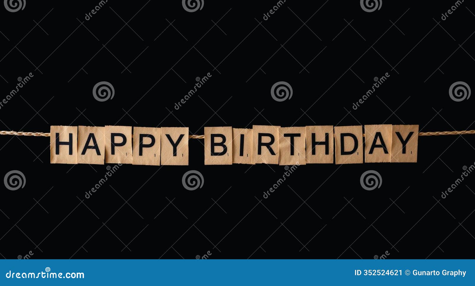 Rustic Happy Birthday Banner on Black Background Stock Illustration ...