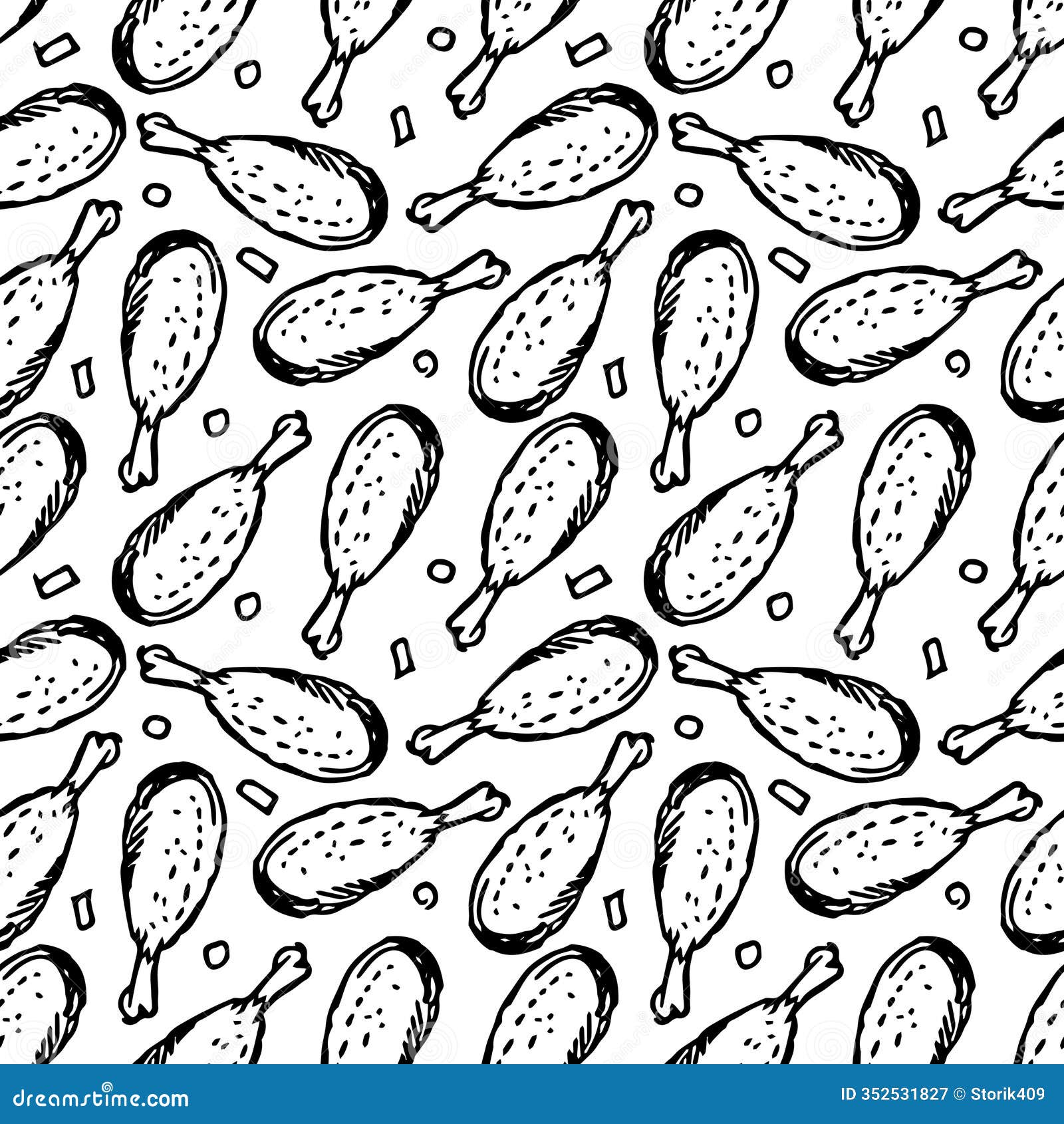 Seamless Pattern with Chicken Legs. Meat Background. Doodle Chicken ...