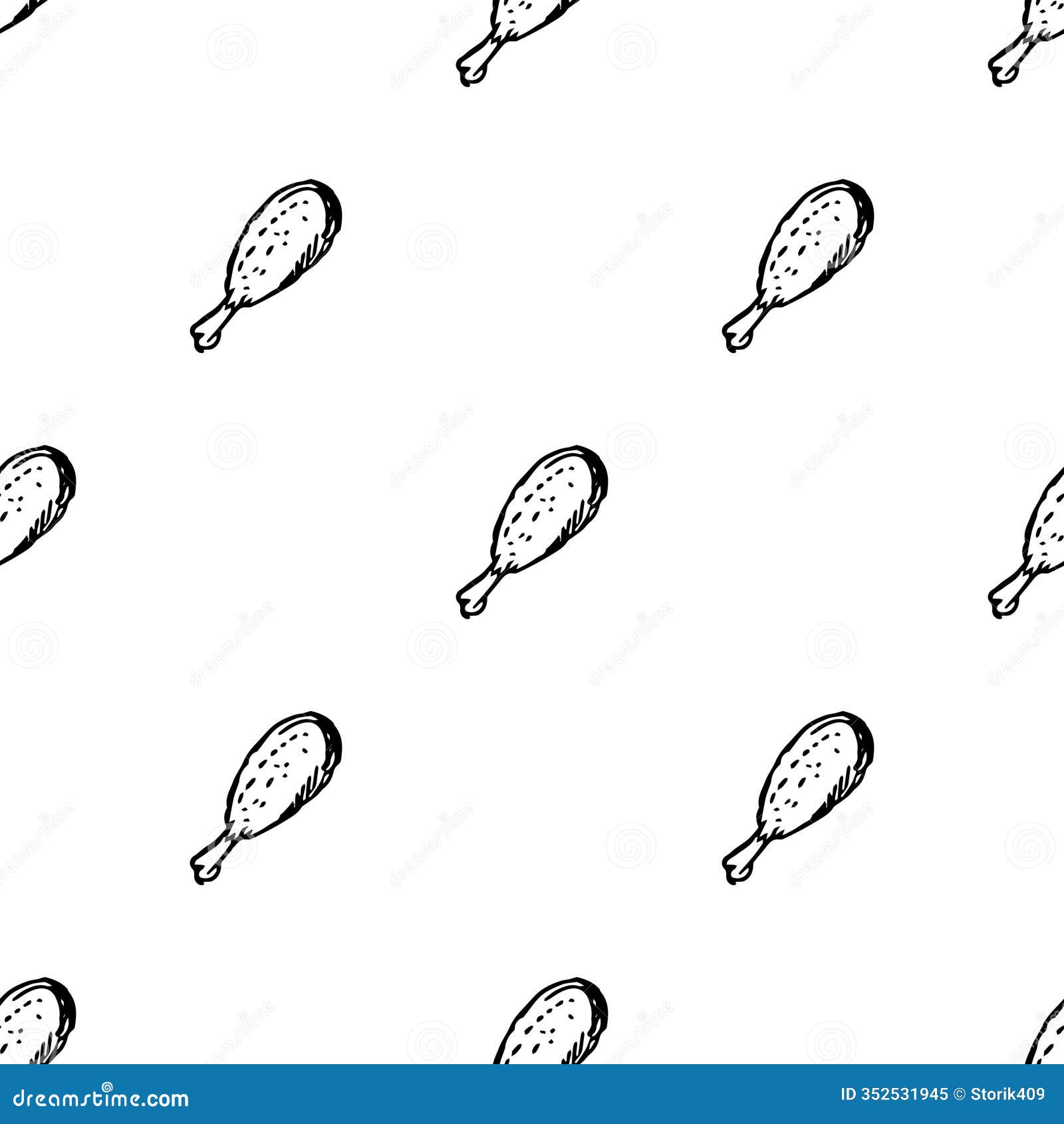 Seamless Pattern with Chicken Legs. Meat Background. Doodle Chicken ...
