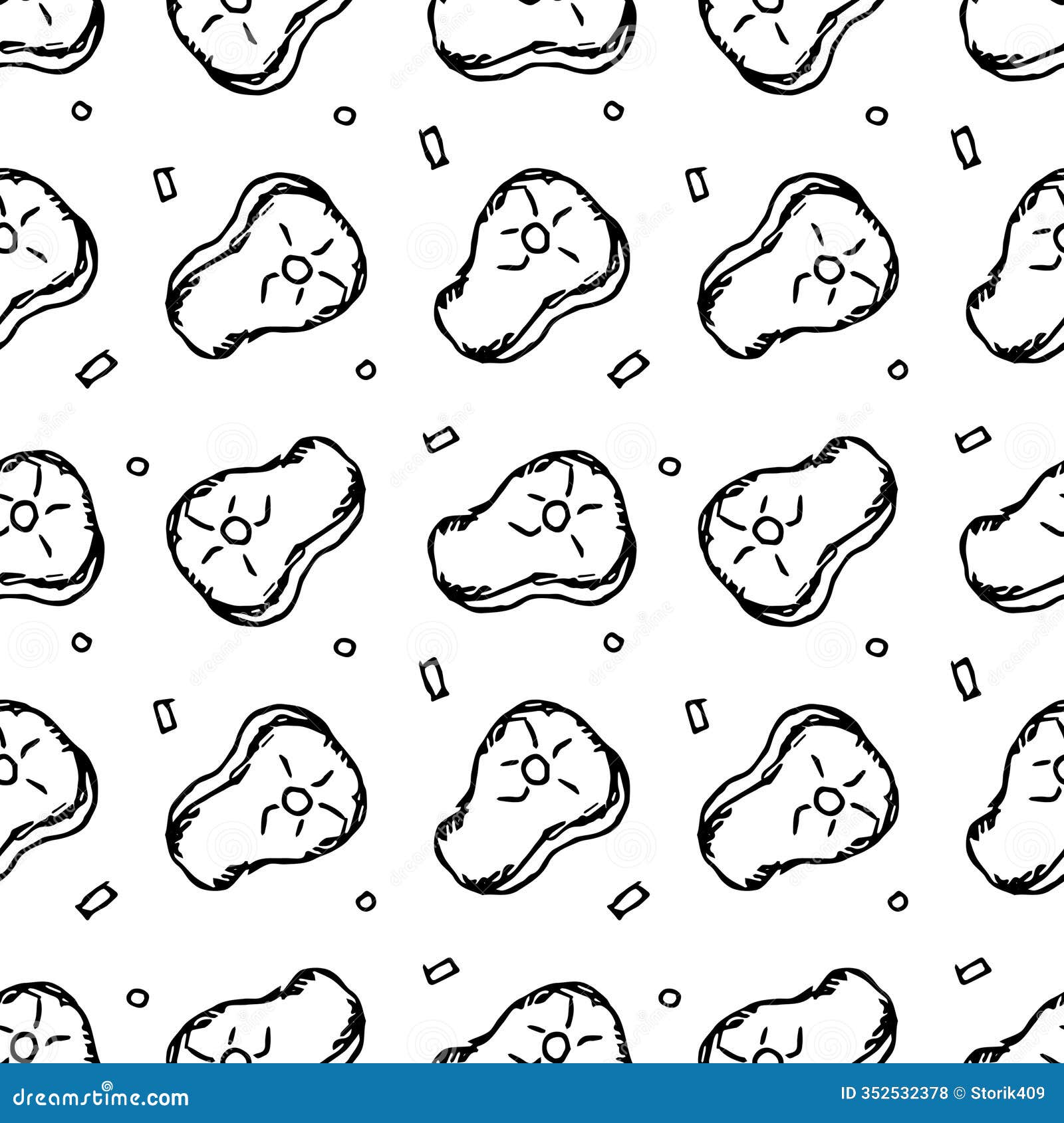 Seamless Steak Pattern. Drawn Meat Background Stock Illustration ...