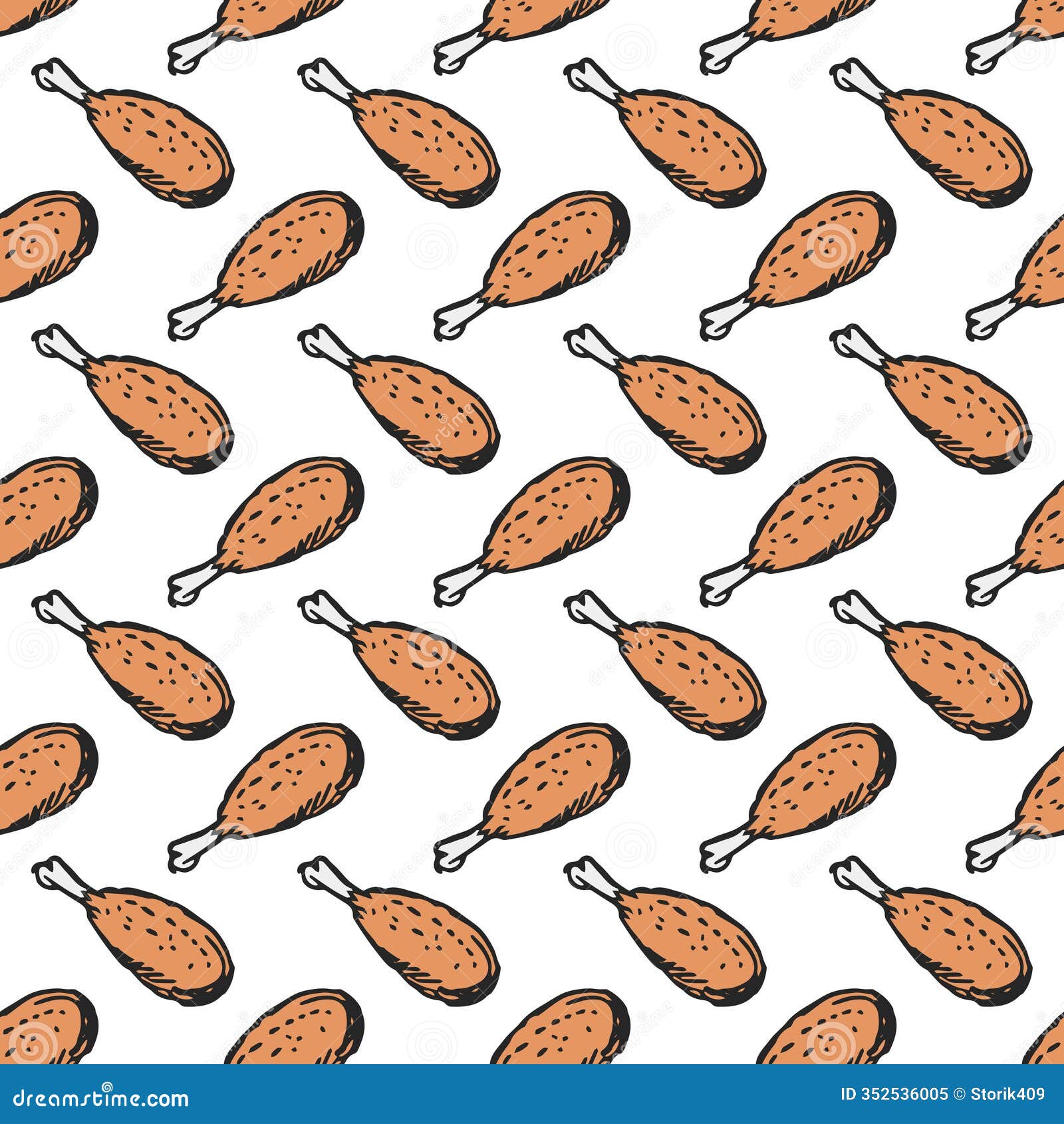Seamless Pattern with Chicken Legs. Meat Background. Doodle Chicken ...