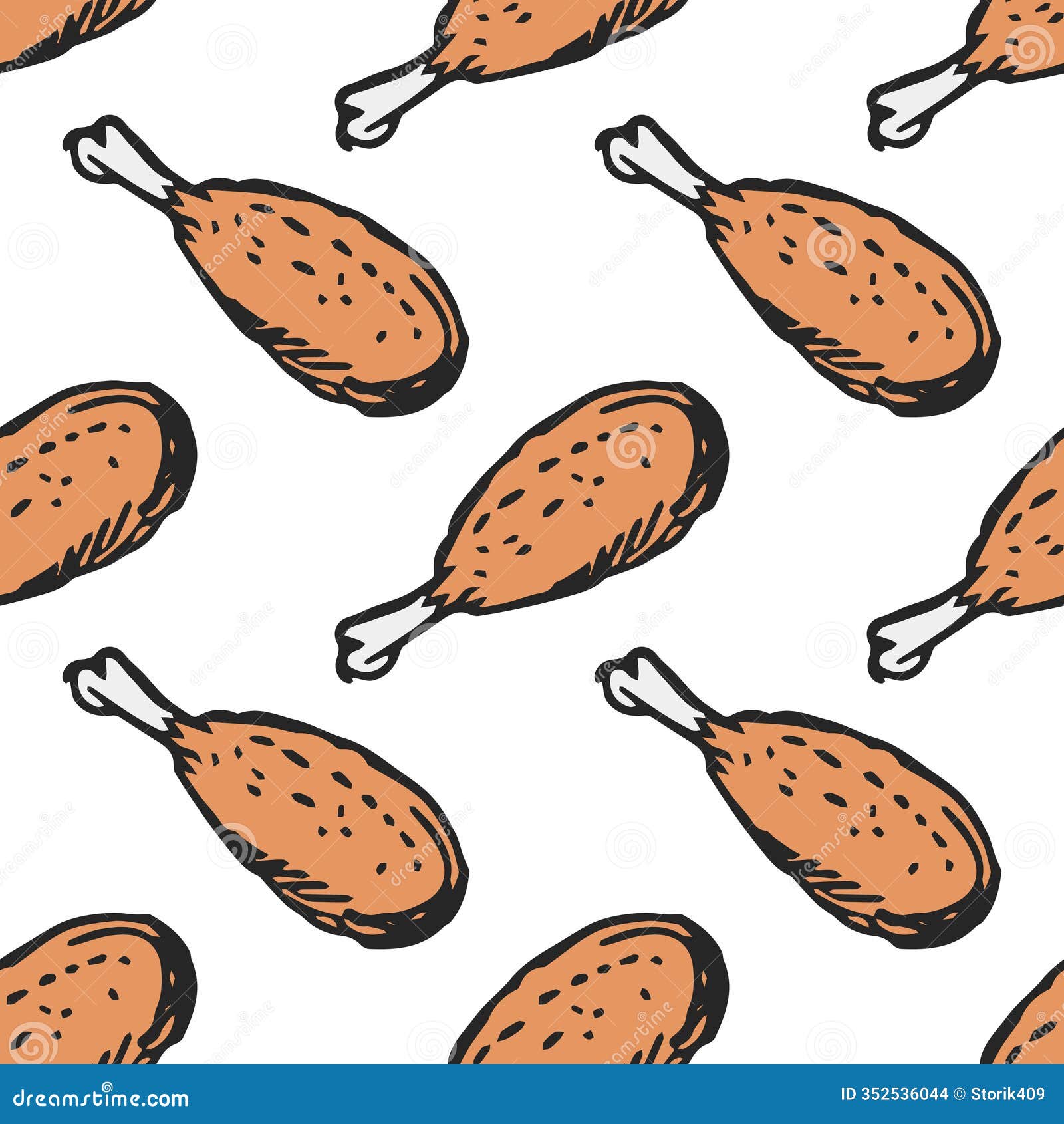 Seamless Pattern with Chicken Legs. Meat Background. Doodle Chicken ...