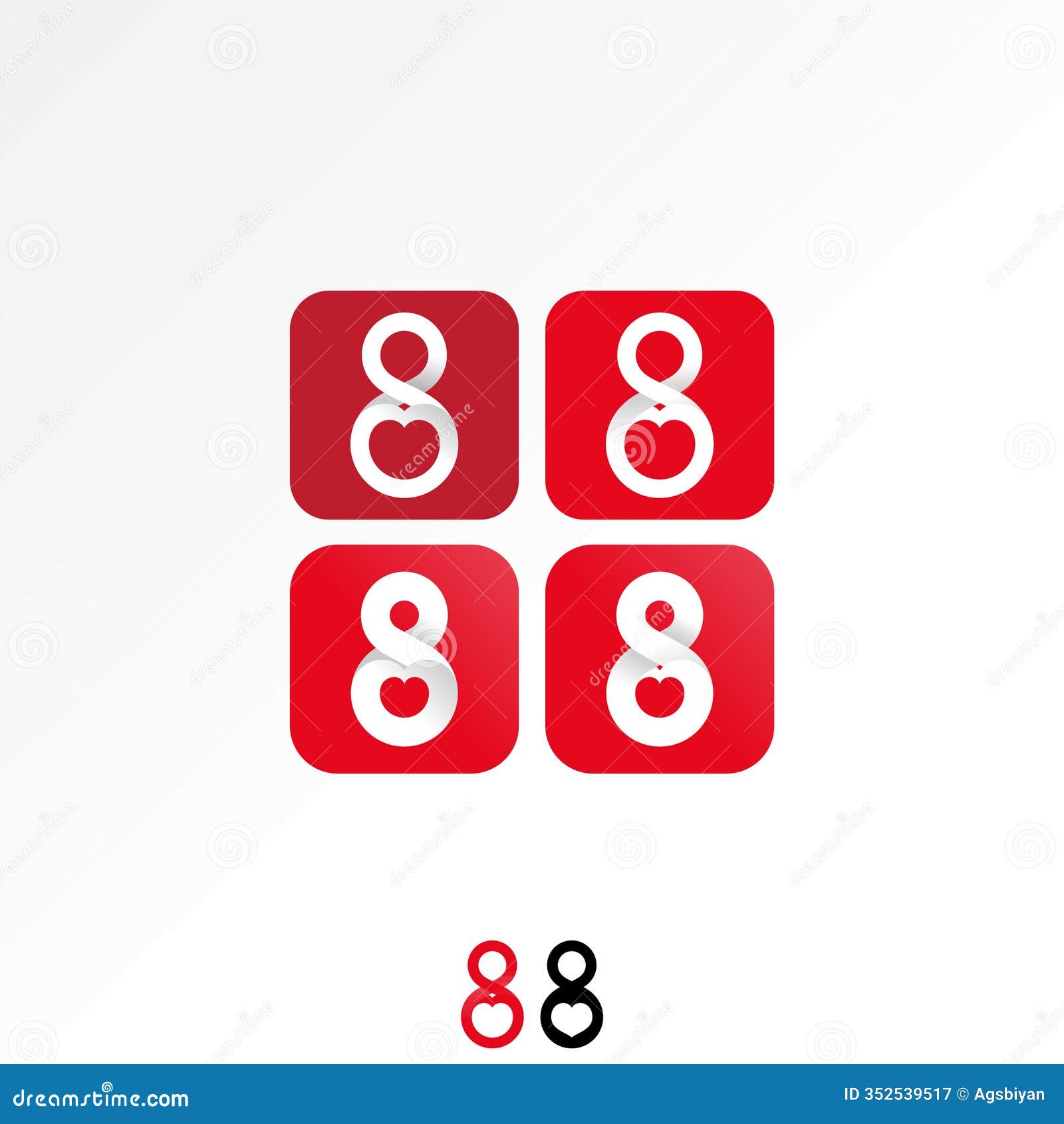 Letter Number 8 Font App Love Negative Space Sweet Monogram Romance ...