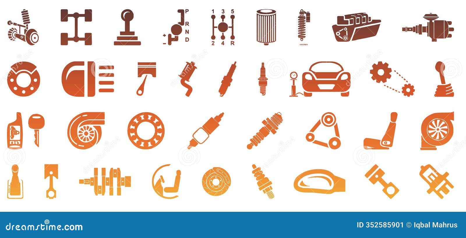 Automotive Parts Icon Collection Stock Illustration - Illustration of ...