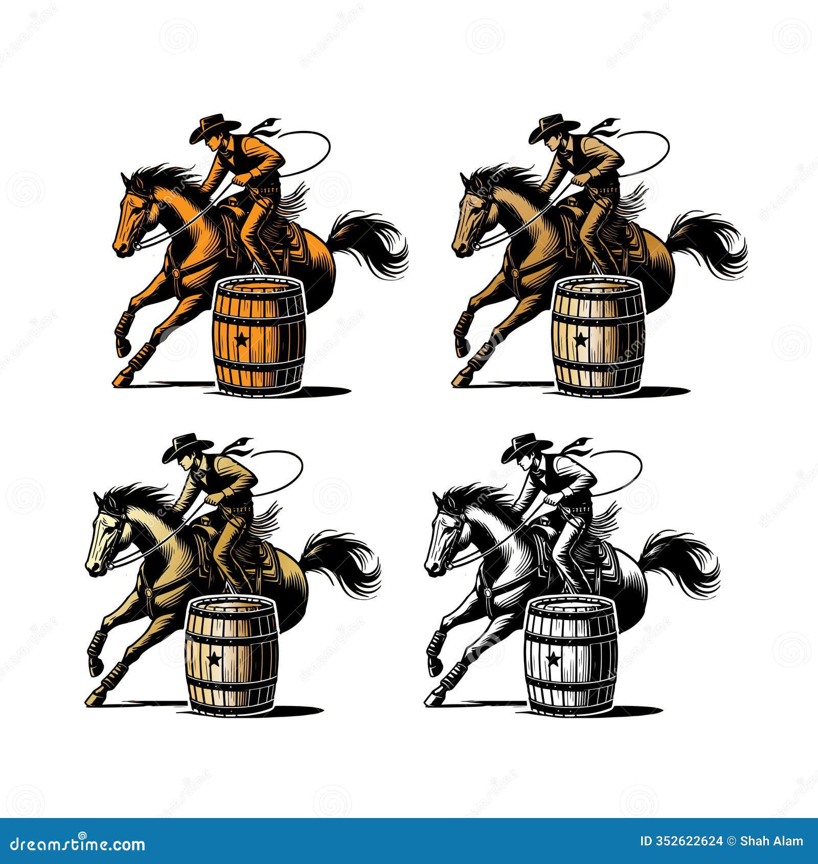 Vector Western Cowboy Barrel Racing Competition Stock Illustration ...