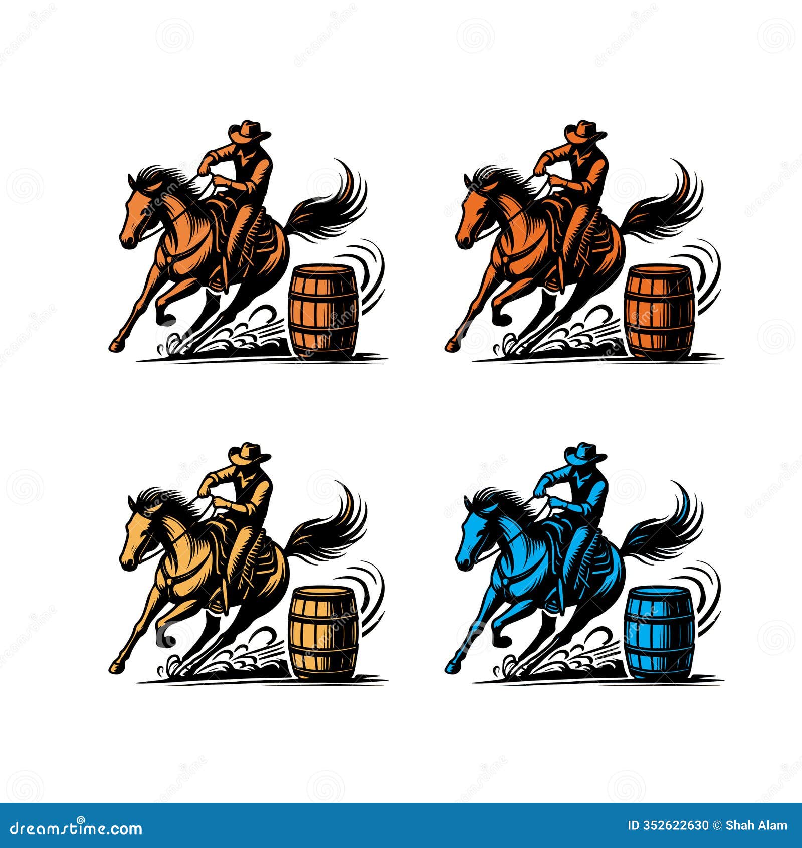 Vector Western Cowboy Barrel Racing Competition Stock Illustration ...