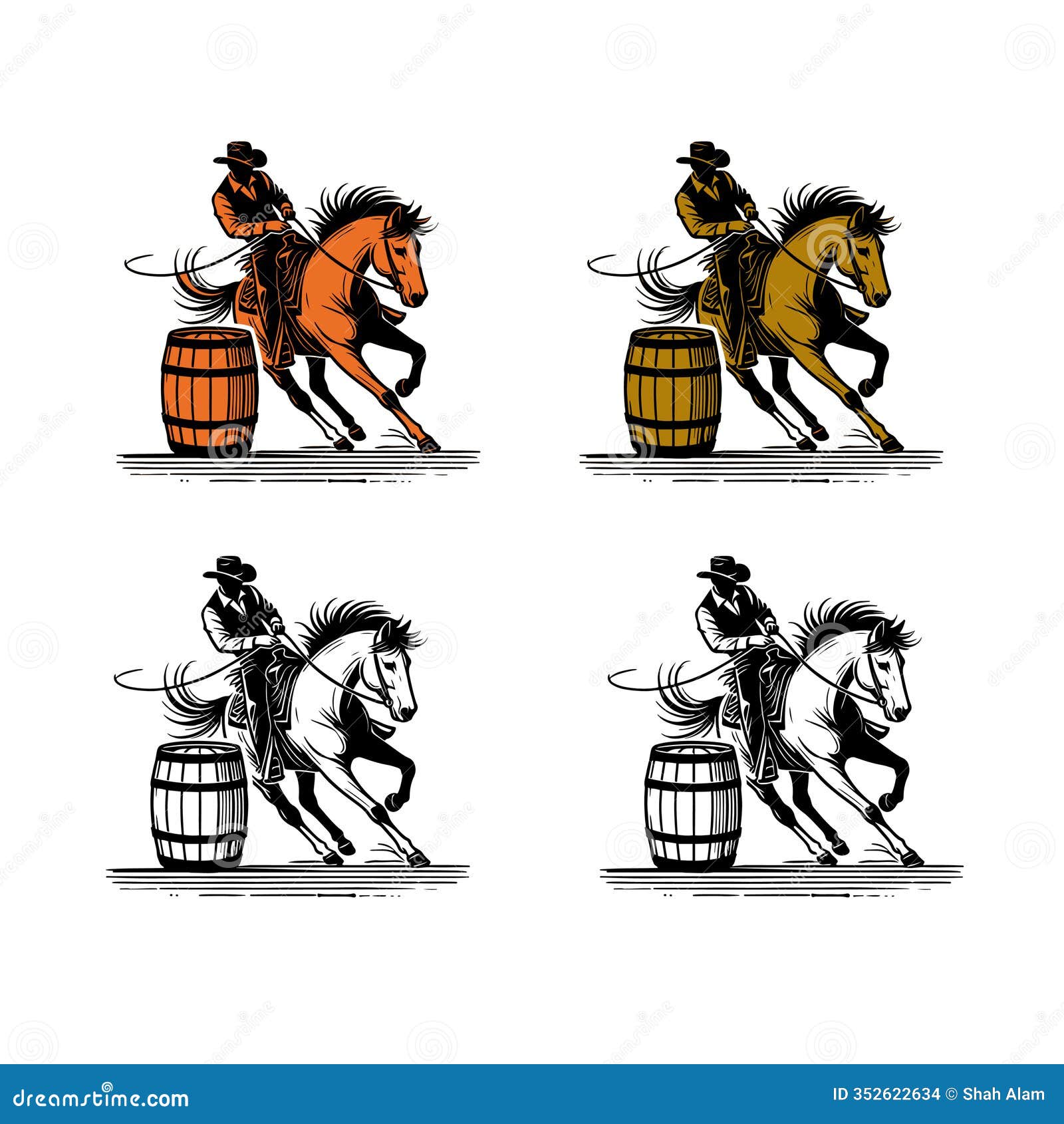 Vector Western Cowboy Barrel Racing Competition Stock Illustration ...