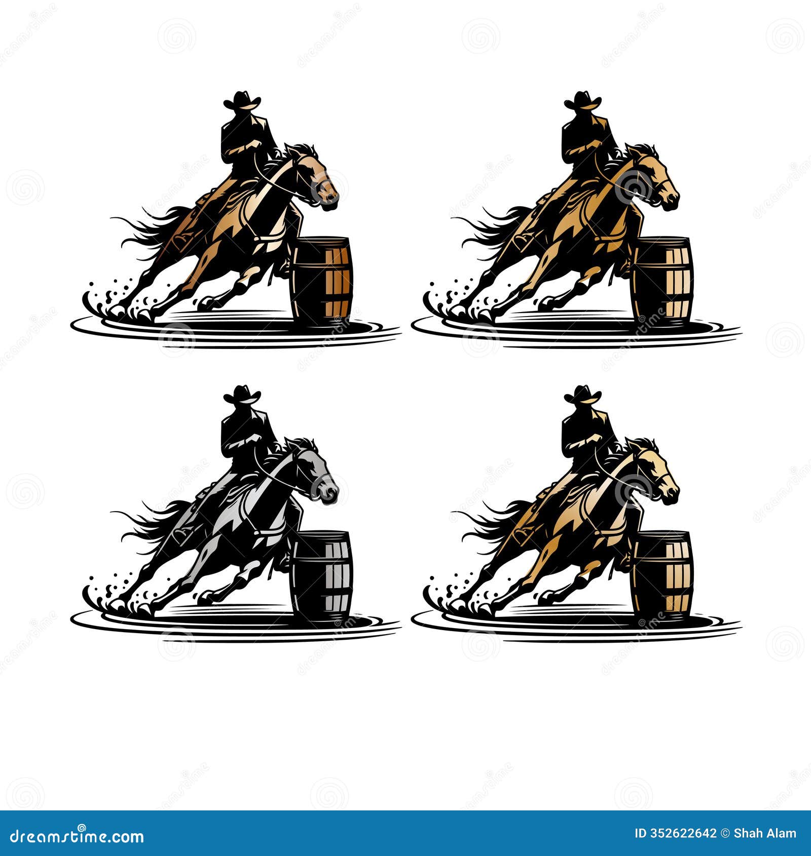 Vector Western Cowboy Barrel Racing Competition Stock Illustration ...