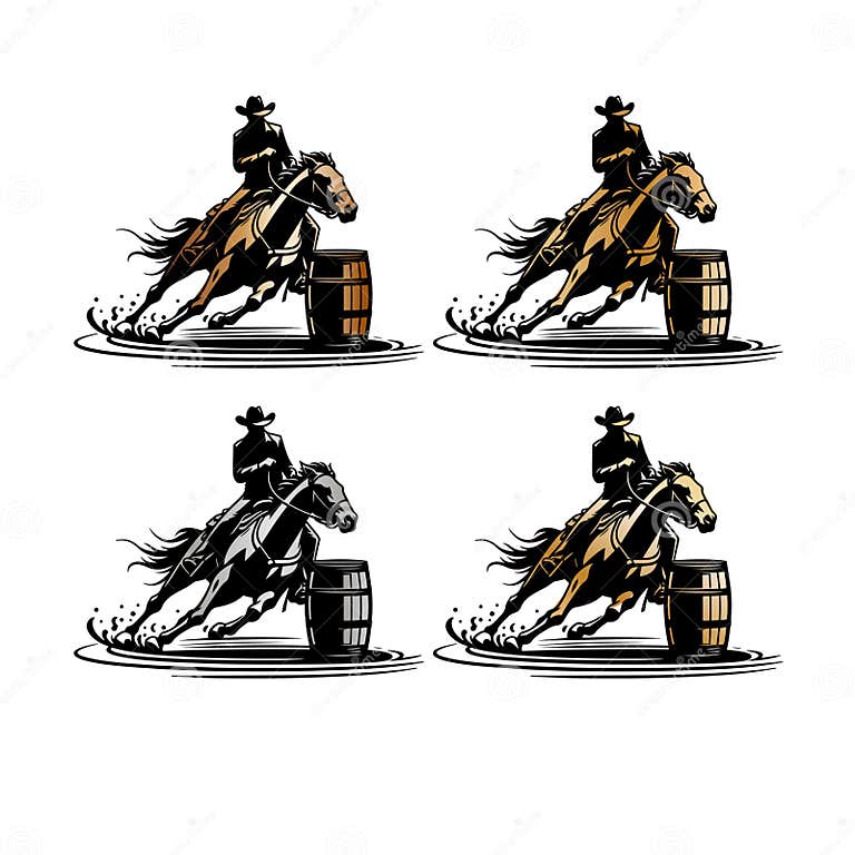 Vector Western Cowboy Barrel Racing Competition Stock Illustration ...