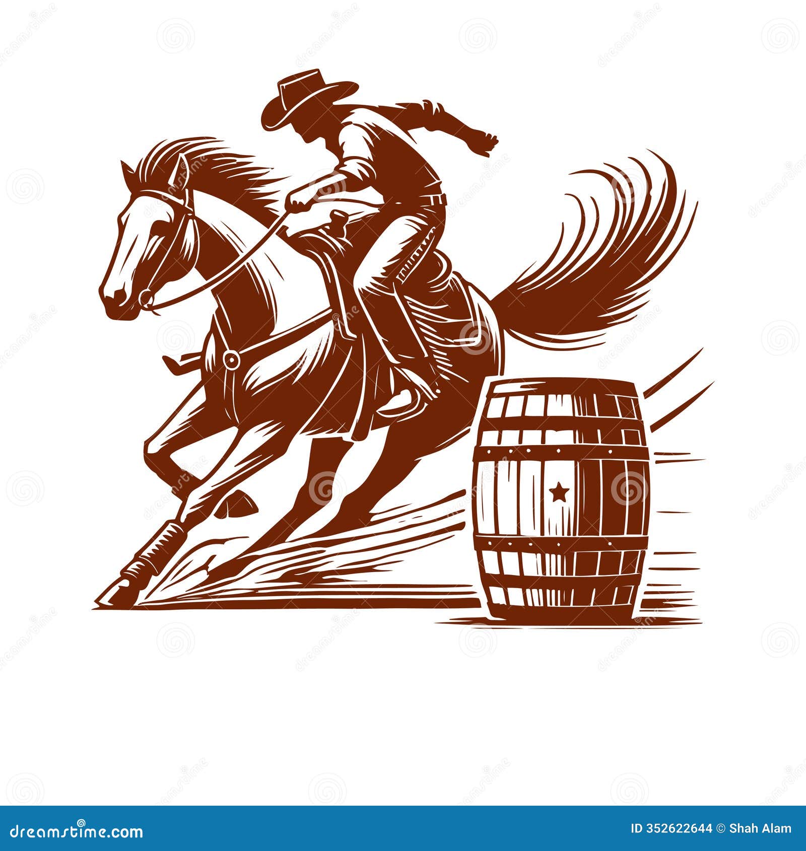 Vector Western Cowboy Barrel Racing Competition Stock Illustration ...
