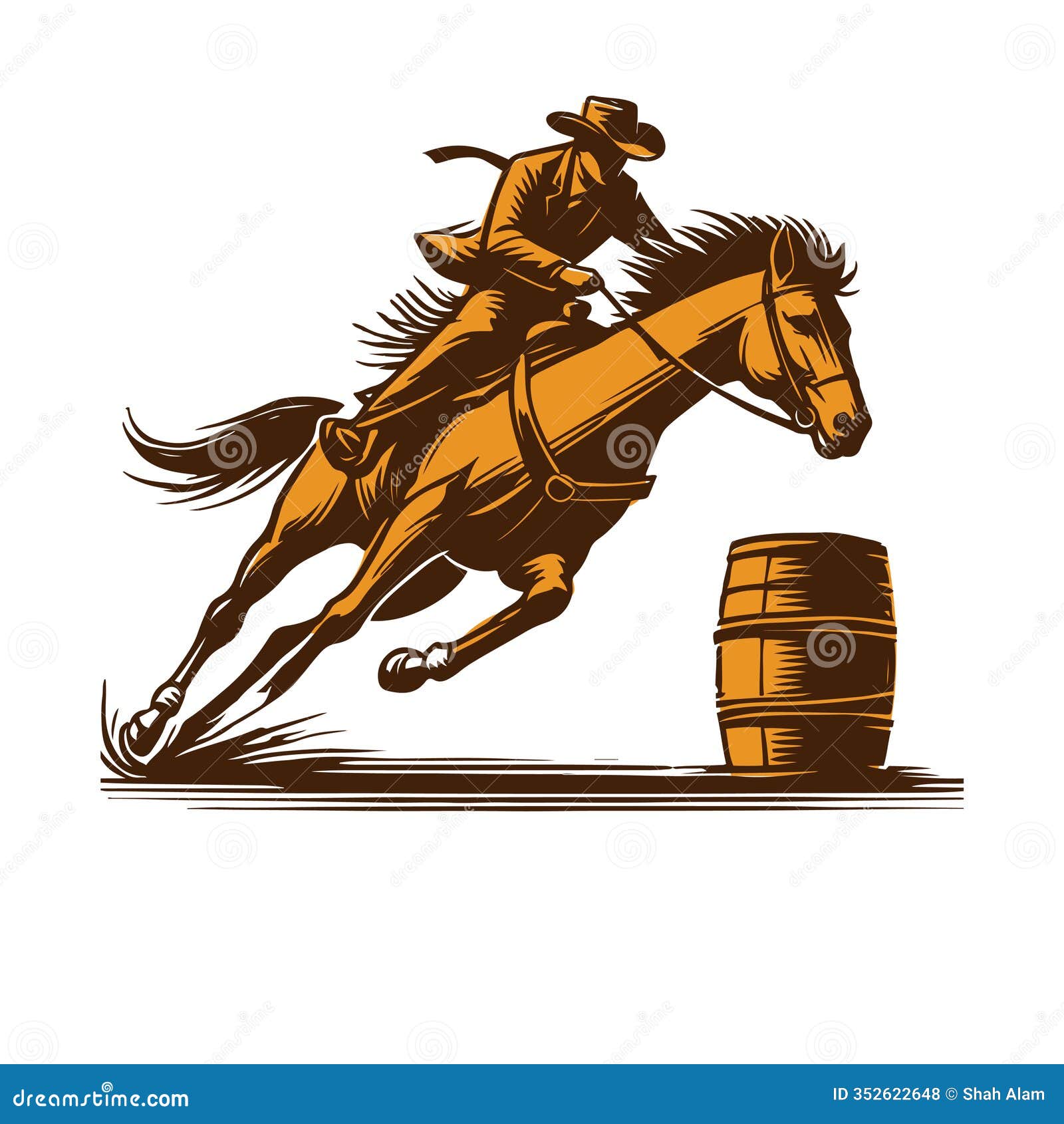 Vector Western Cowboy Barrel Racing Competition Stock Illustration ...