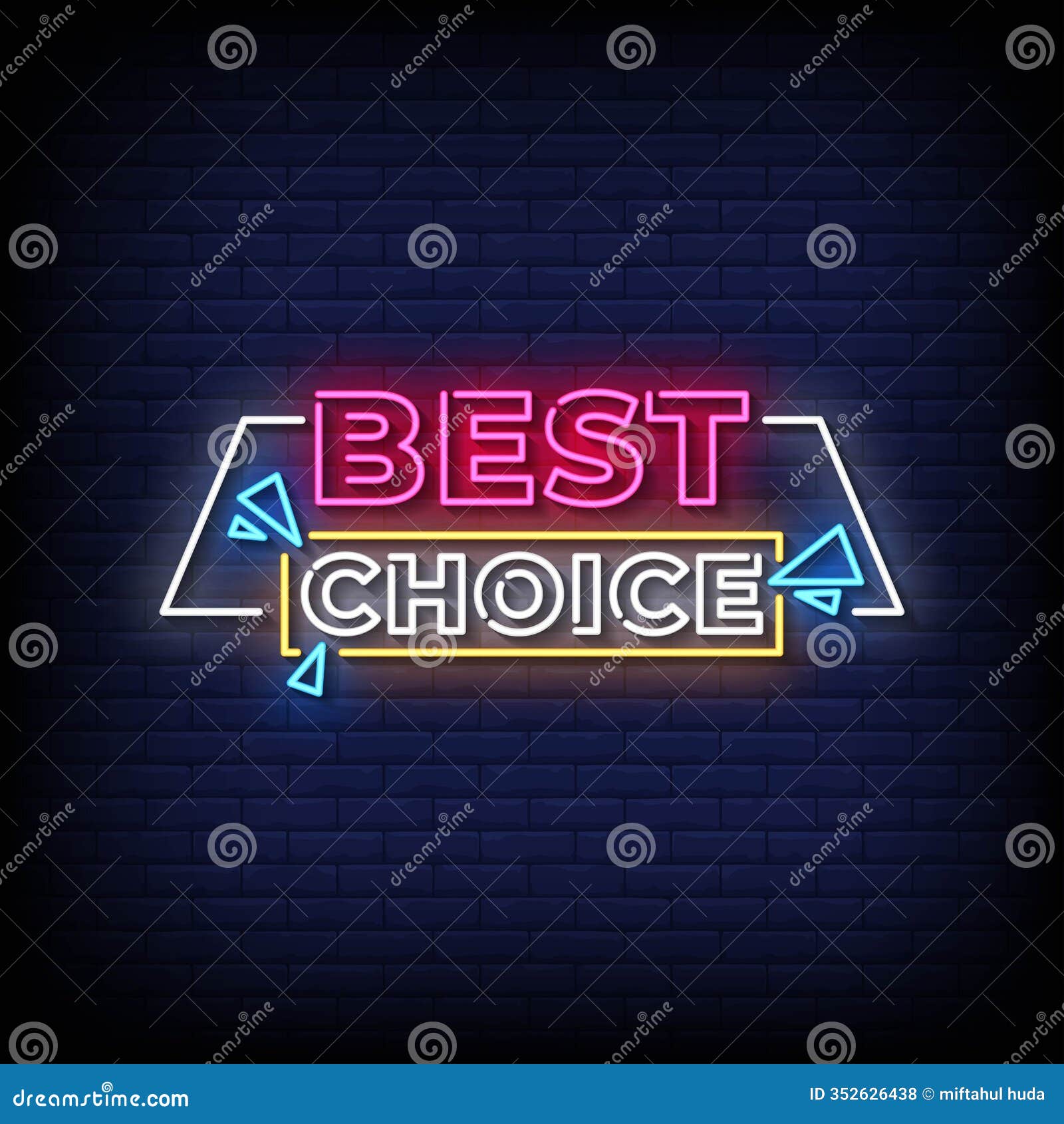 Best Choice Neon Sign Style with Brick Wall Background Vector Stock ...