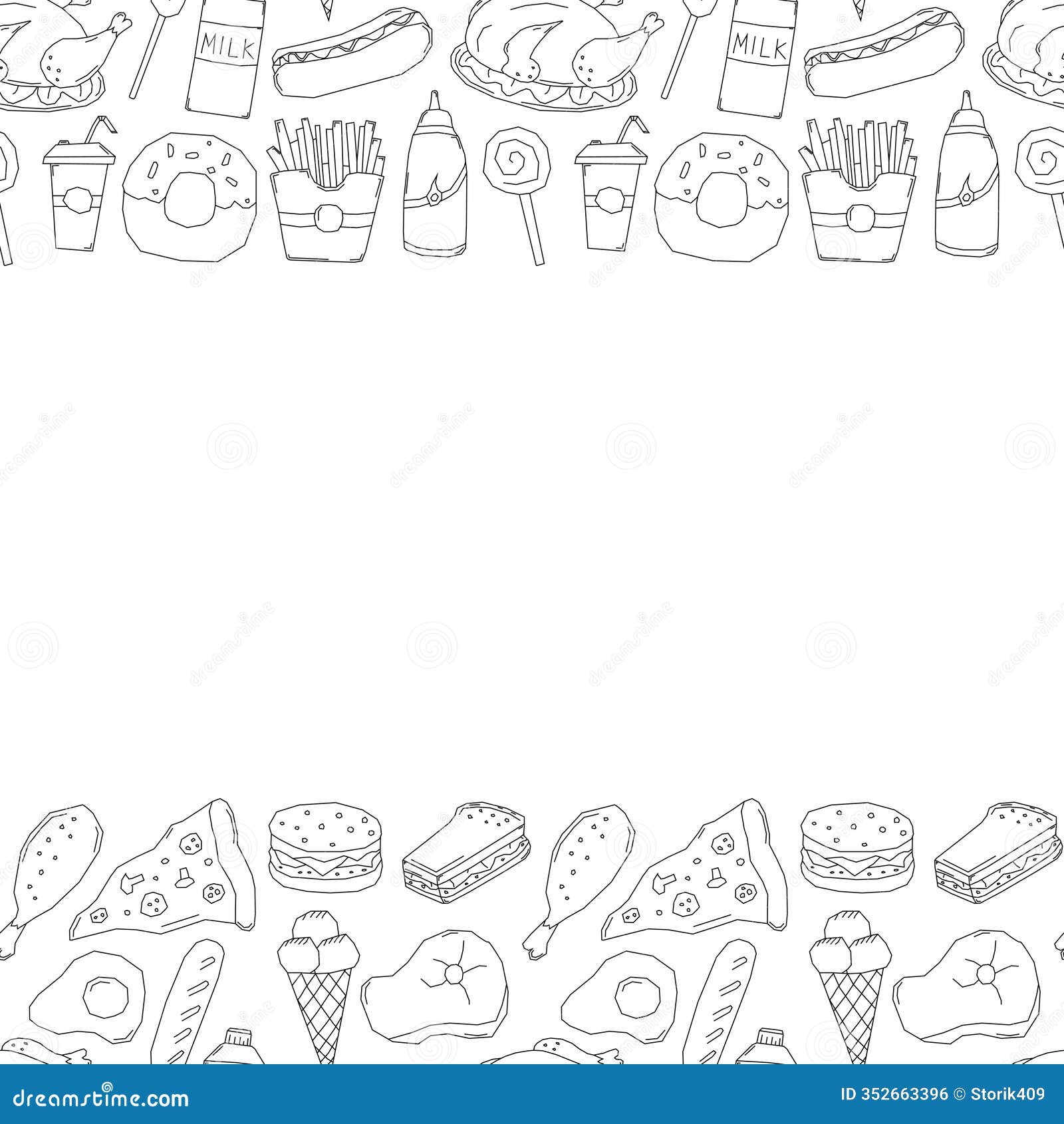 Fast Food Frame. Doodle Fast Food Background Stock Vector ...