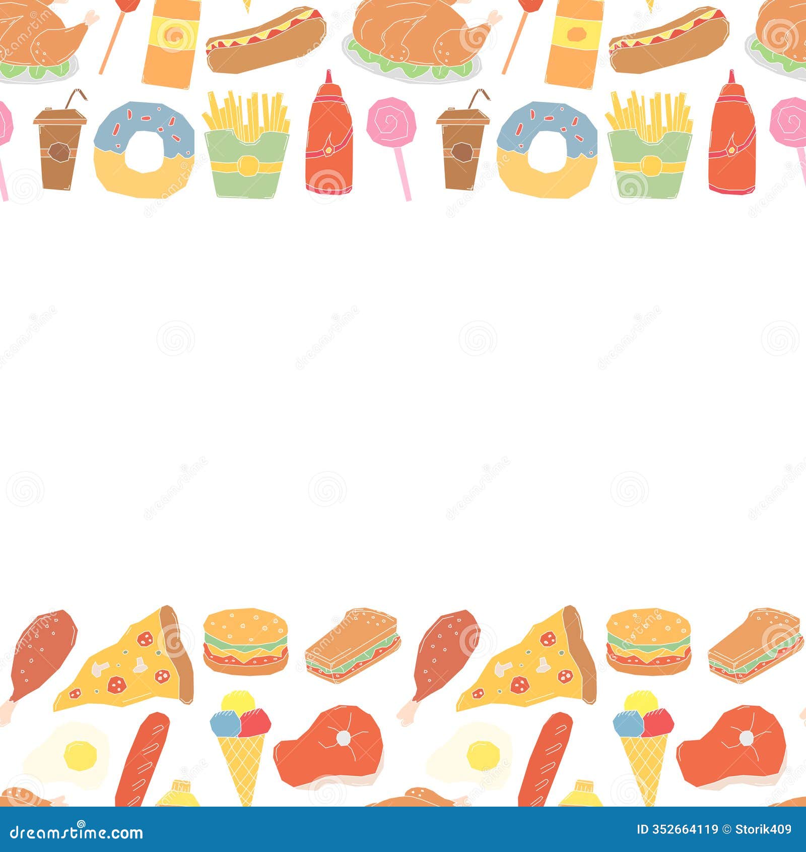 Fast Food Frame. Doodle Fast Food Background Stock Vector ...