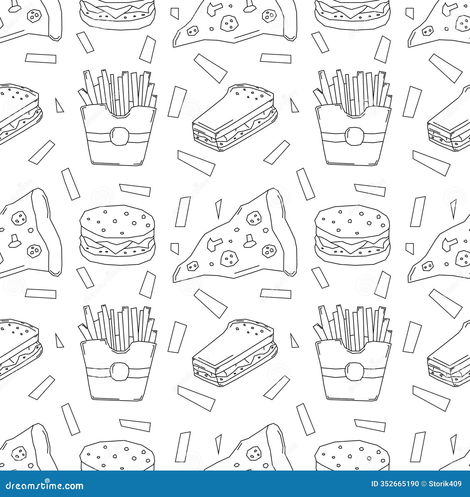 Seamless Fast Food Pattern. Fast Food Background. Drawn Food Pattern ...