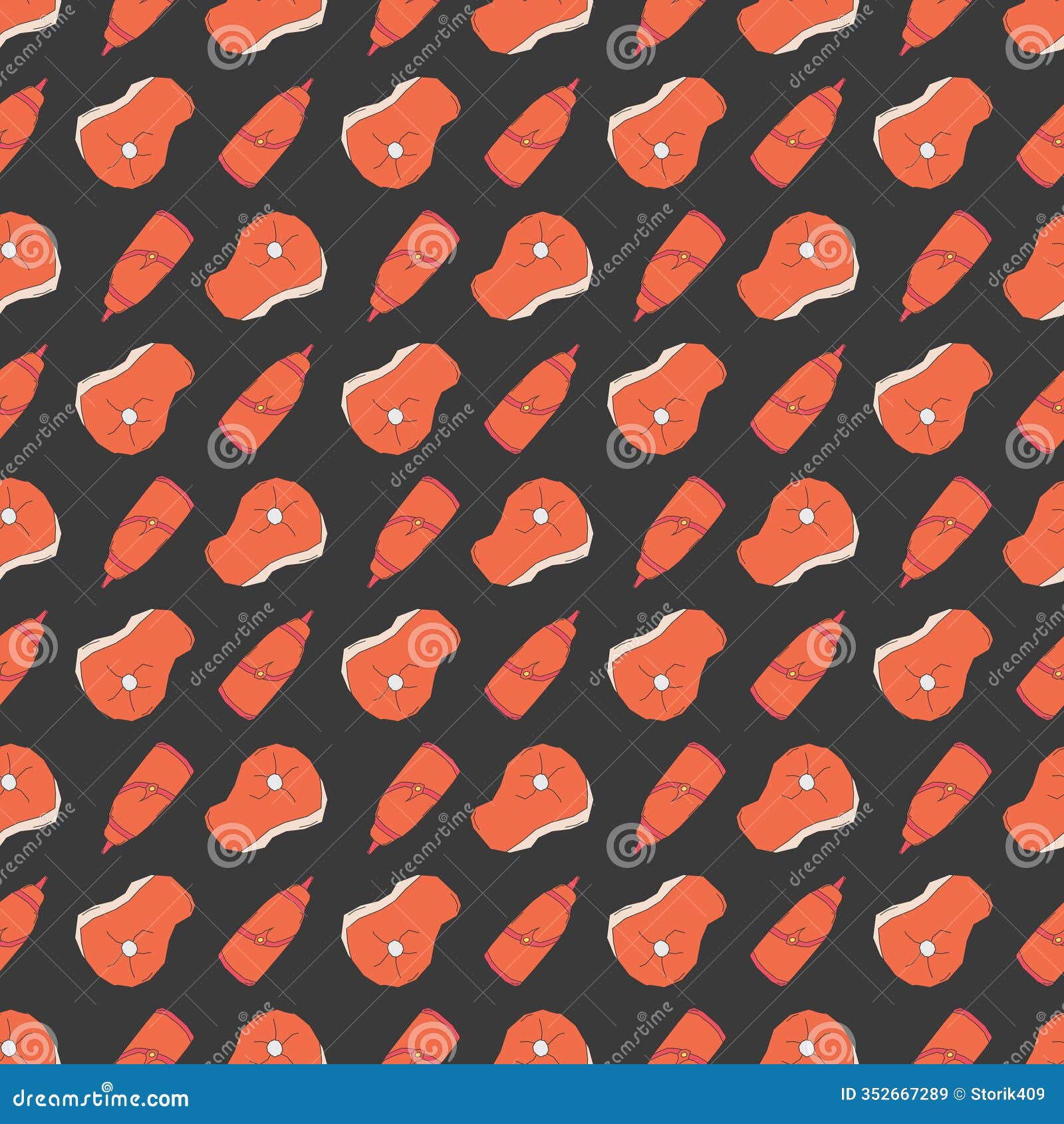 Seamless Steak Pattern. Drawn Meat Background Stock Vector ...