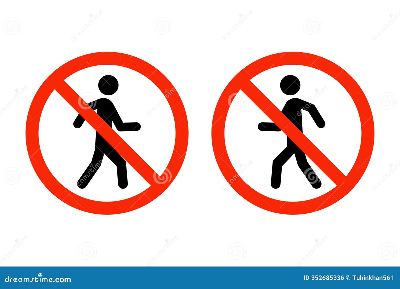 Pedestrian Prohibition Sign Vector. Don T Walk Icon. No Walk Icon Set ...