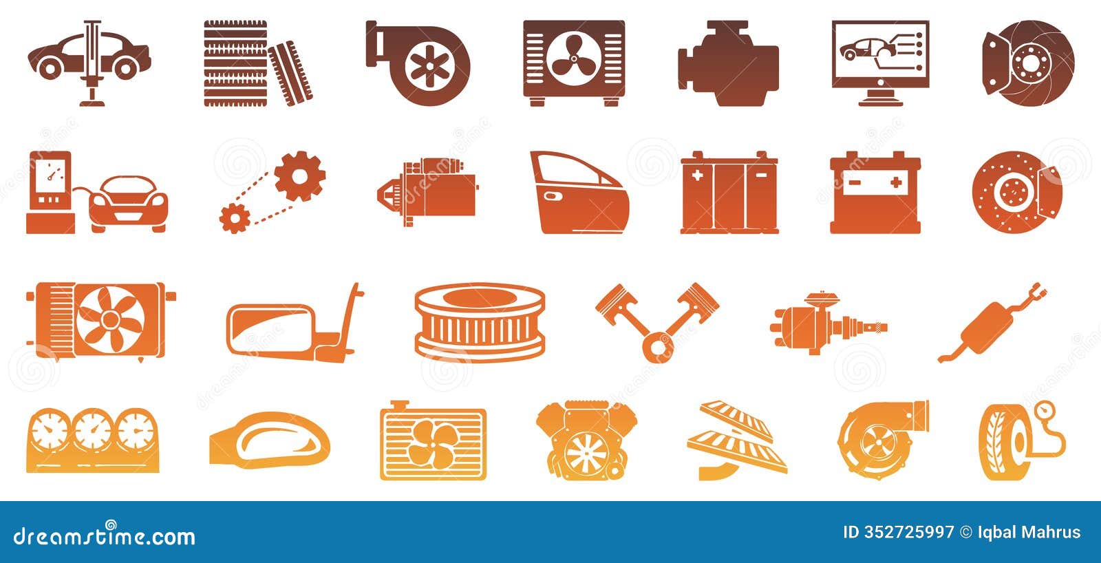 Auto parts icon collection stock illustration. Illustration of absorber ...