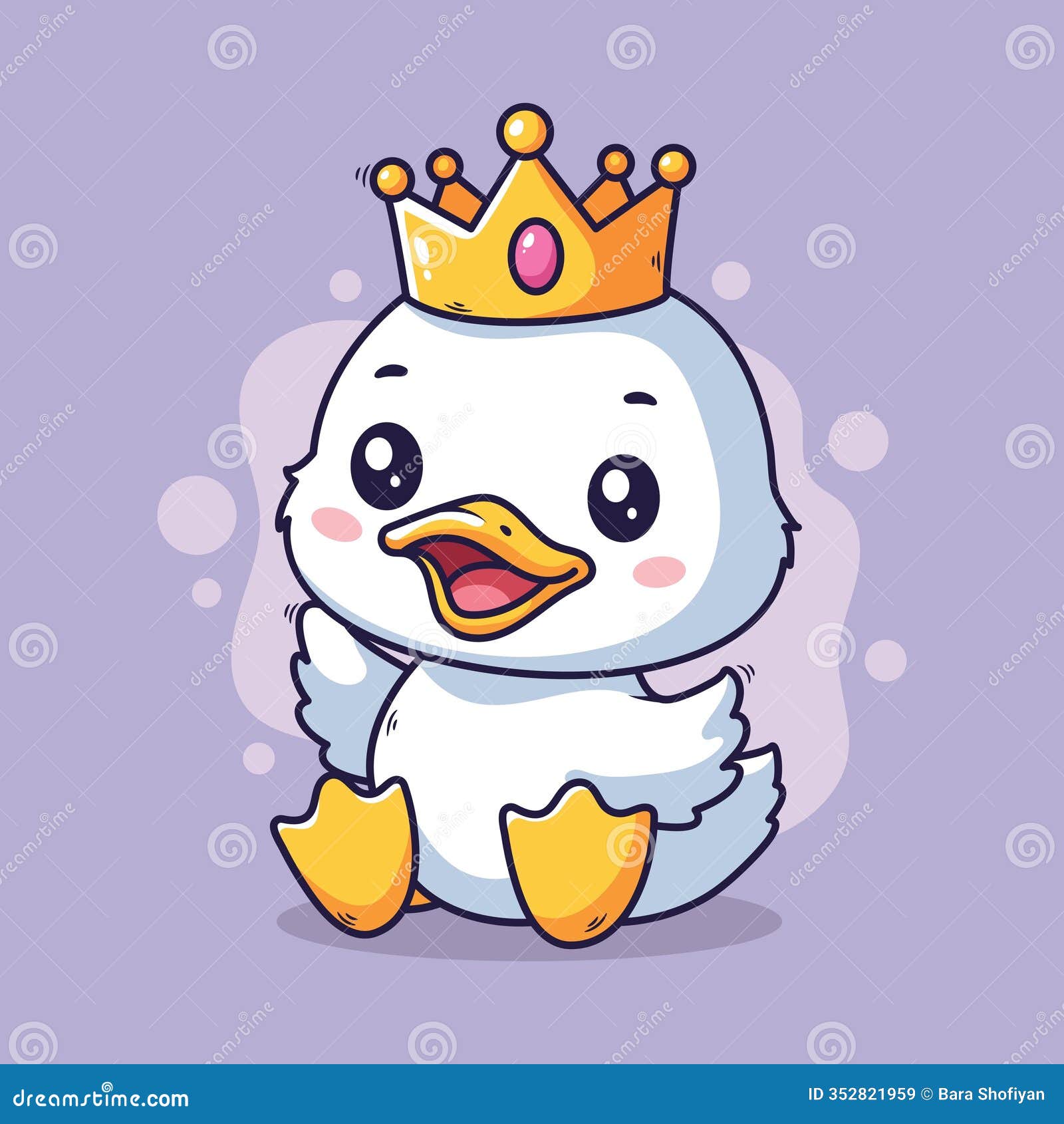 Cute Duck with Crown Character Vector Illustration Design. Stock Vector ...
