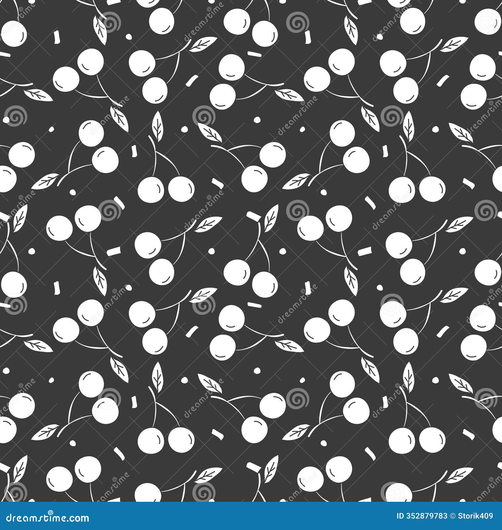 Seamless Cherry Pattern. Doodle Vector with Cherry Icons. Vintage ...