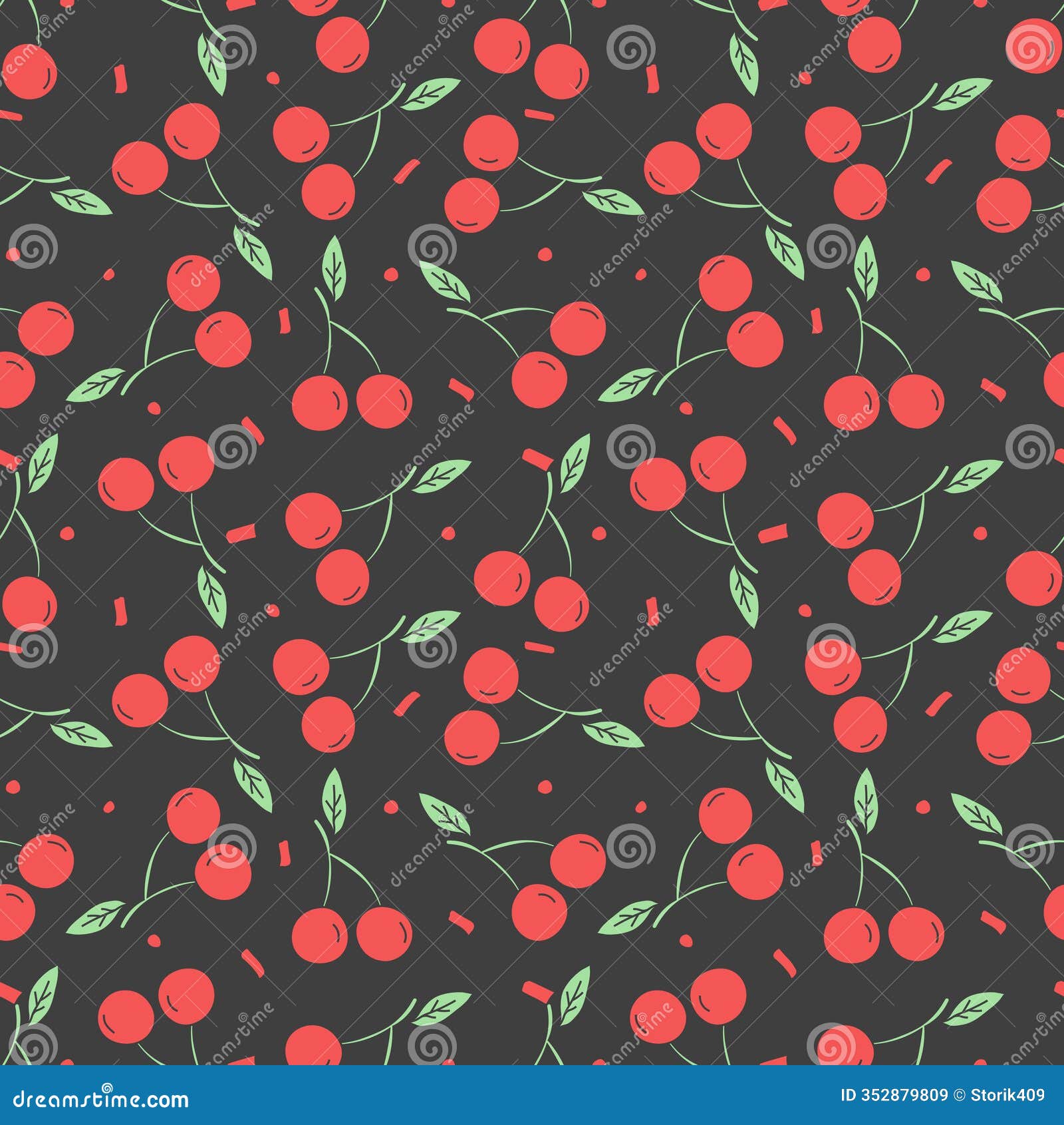 Seamless Cherry Pattern. Doodle Vector with Cherry Icons. Vintage ...