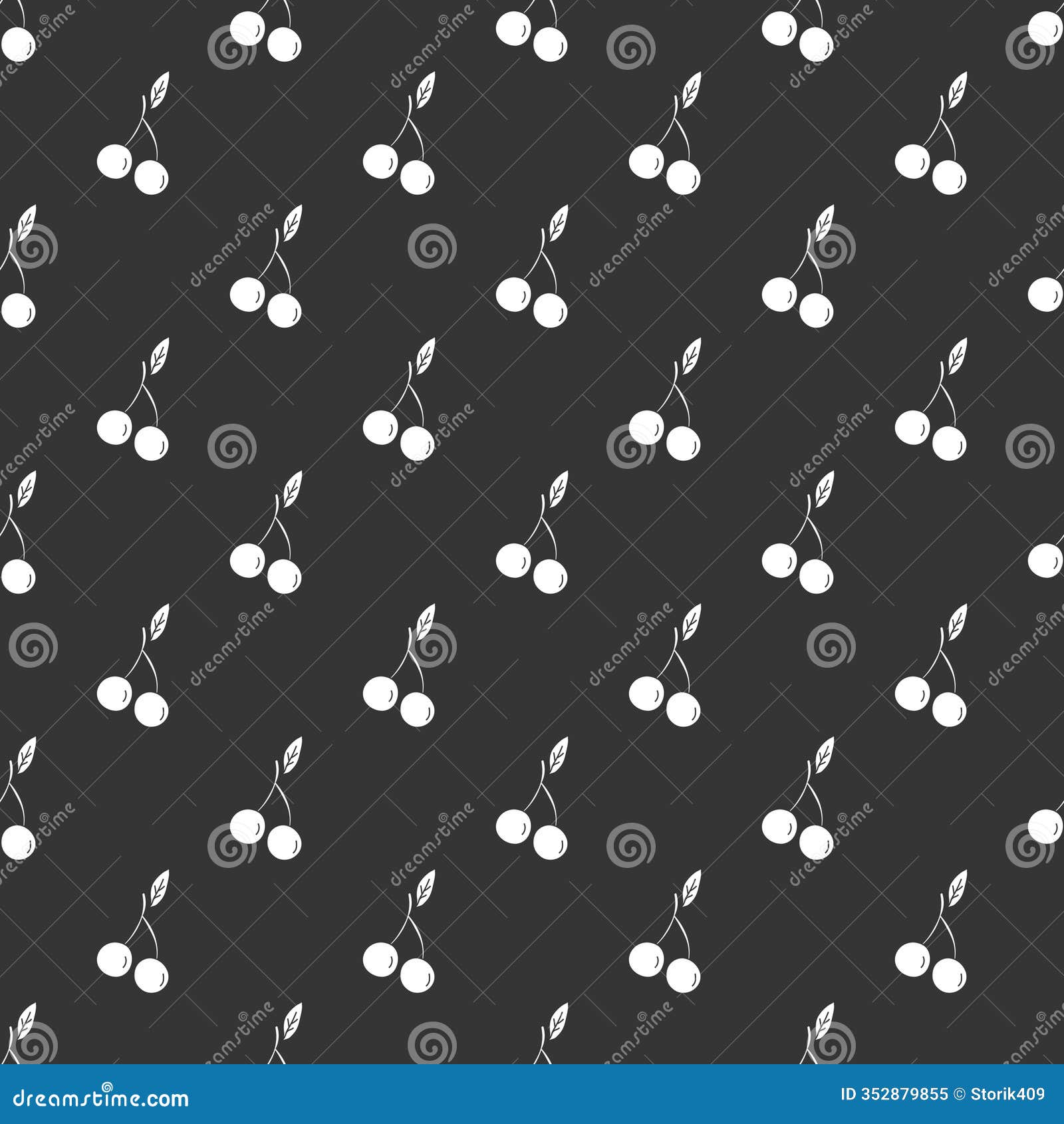 Seamless Cherry Pattern. Doodle Vector with Cherry Icons. Vintage ...