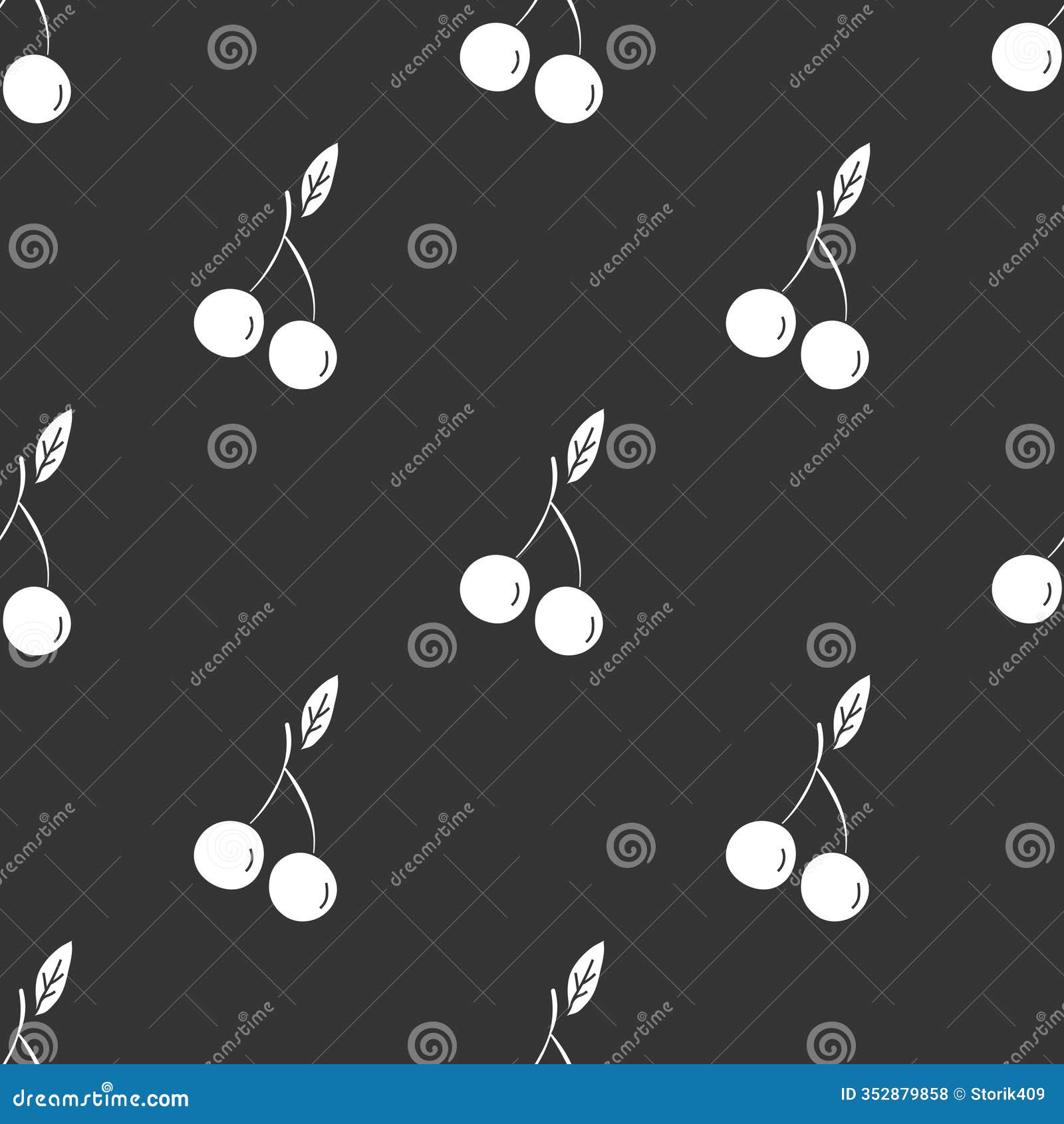 Seamless Cherry Pattern. Doodle Vector with Cherry Icons. Vintage ...