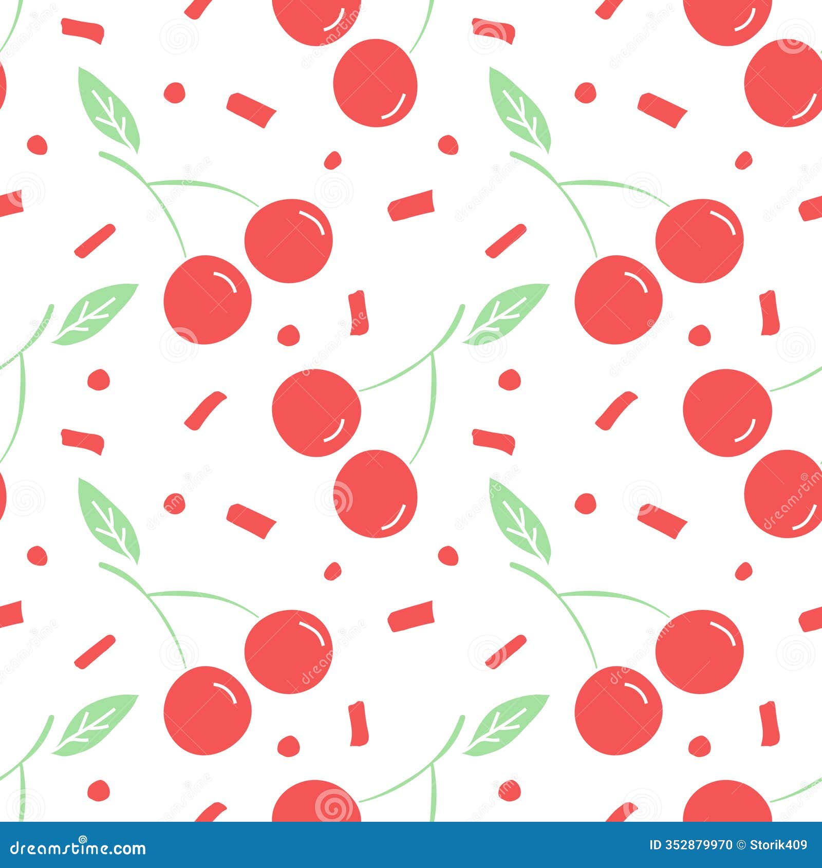 Seamless Cherry Pattern. Doodle Vector with Cherry Icons. Vintage ...