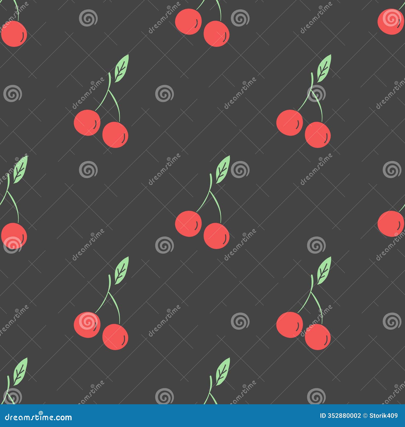Seamless Cherry Pattern. Doodle Vector with Cherry Icons. Vintage ...