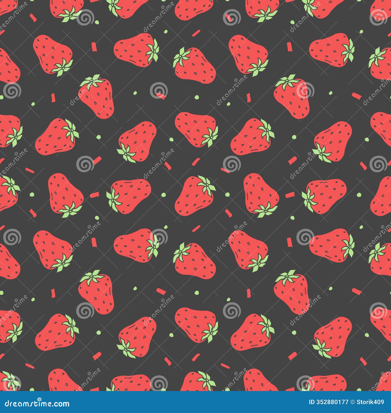 Seamless Strawberries Pattern. Doodle Vector with Strawberries Icons ...
