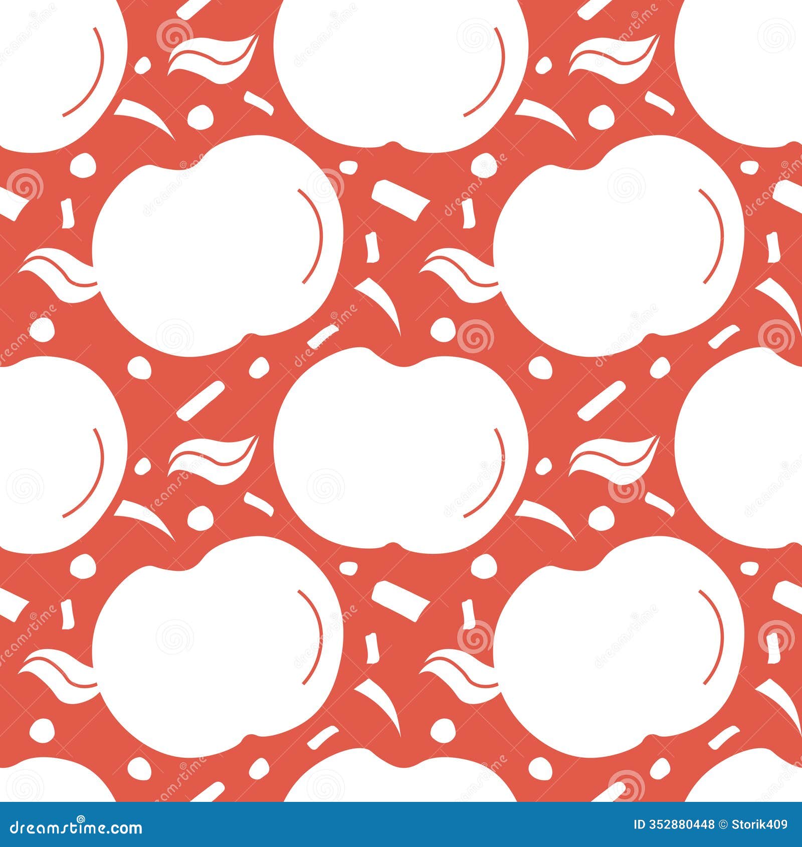 Seamless Apple Pattern. Colored Seamless Doodle Pattern with Apples ...