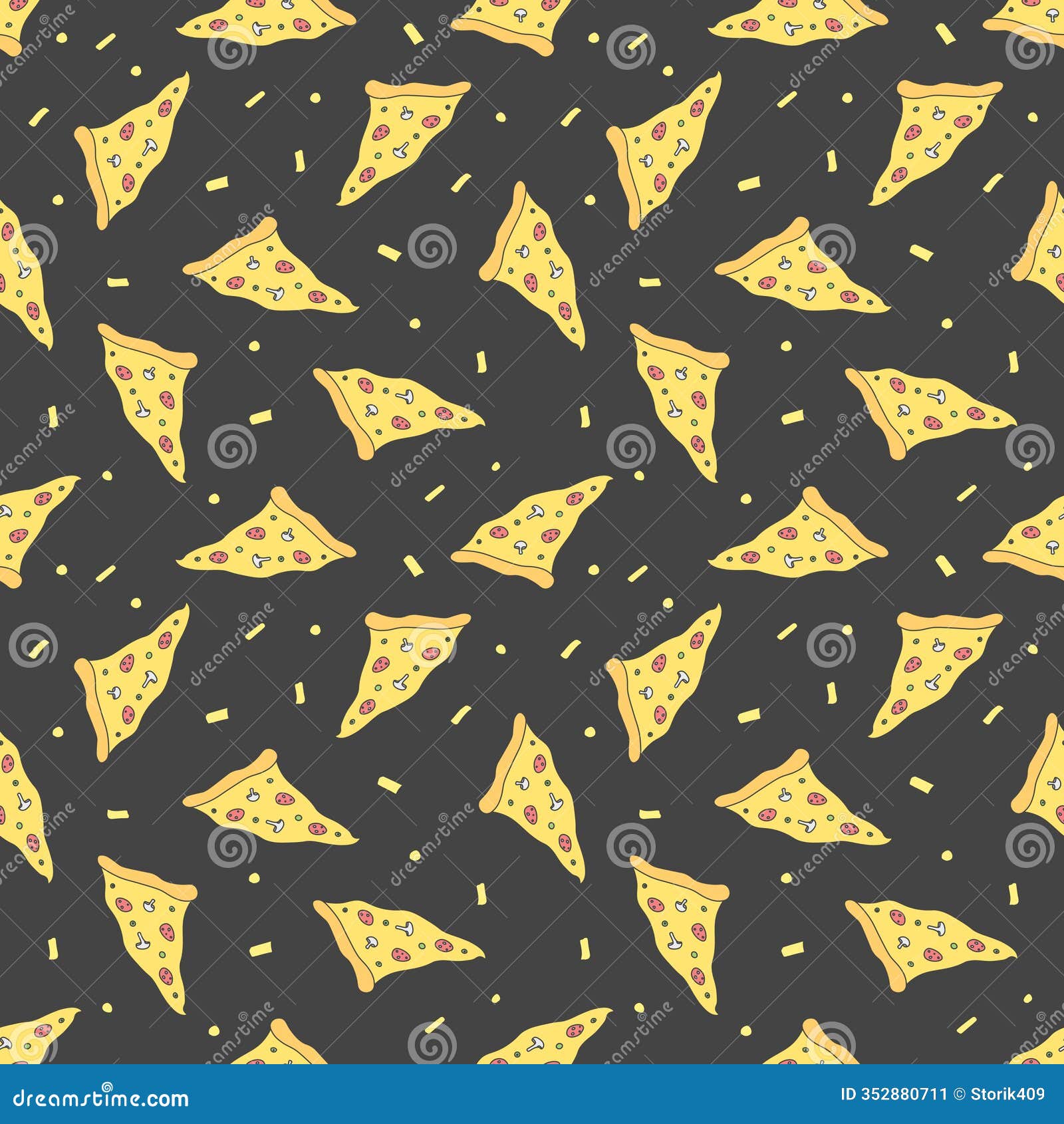 Seamless Pizza Pattern. Pizza Background. Doodle Vector Pizza ...