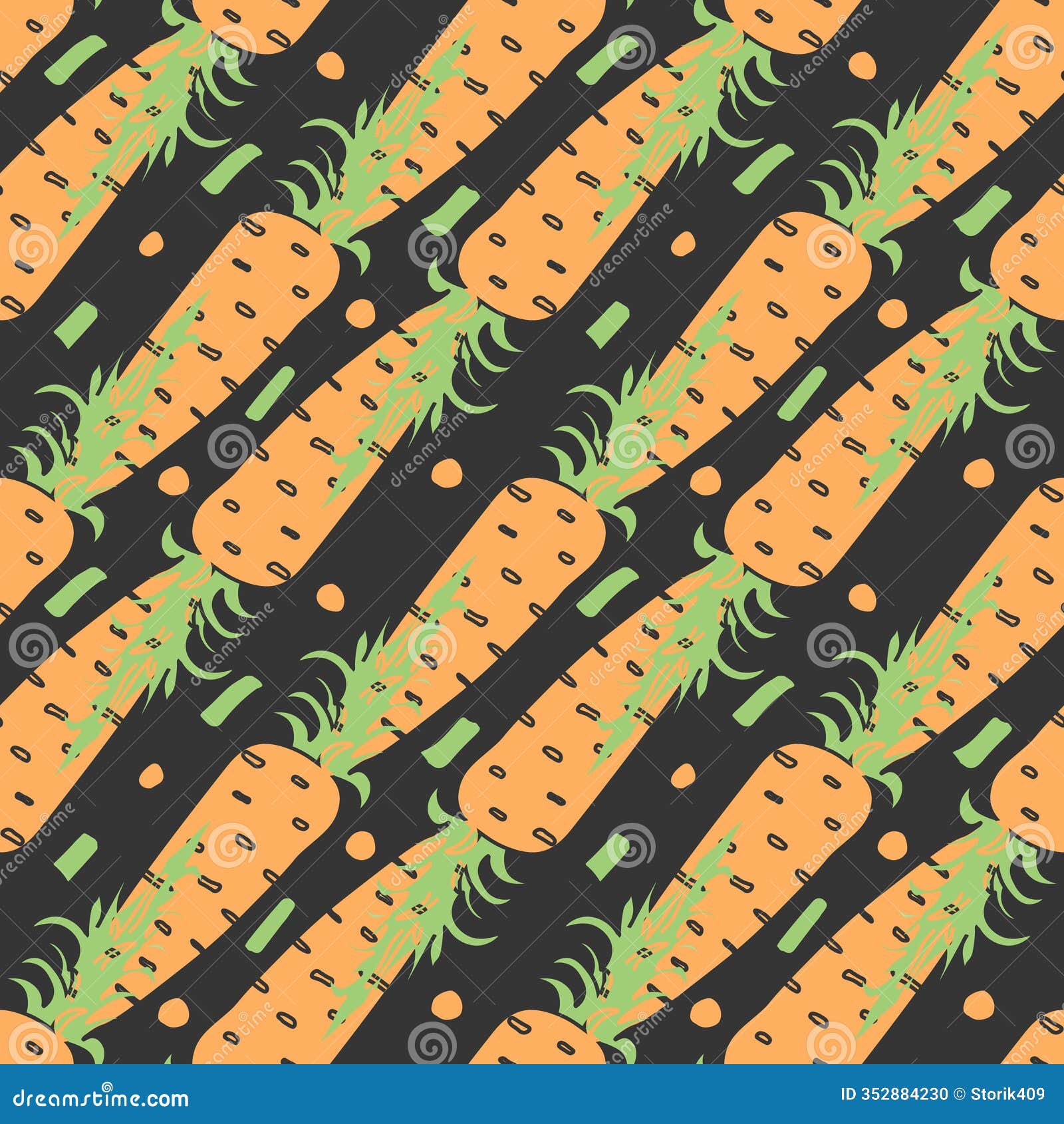 Seamless Carrot Pattern. Doodle Illustration with Carrot. Pattern with ...