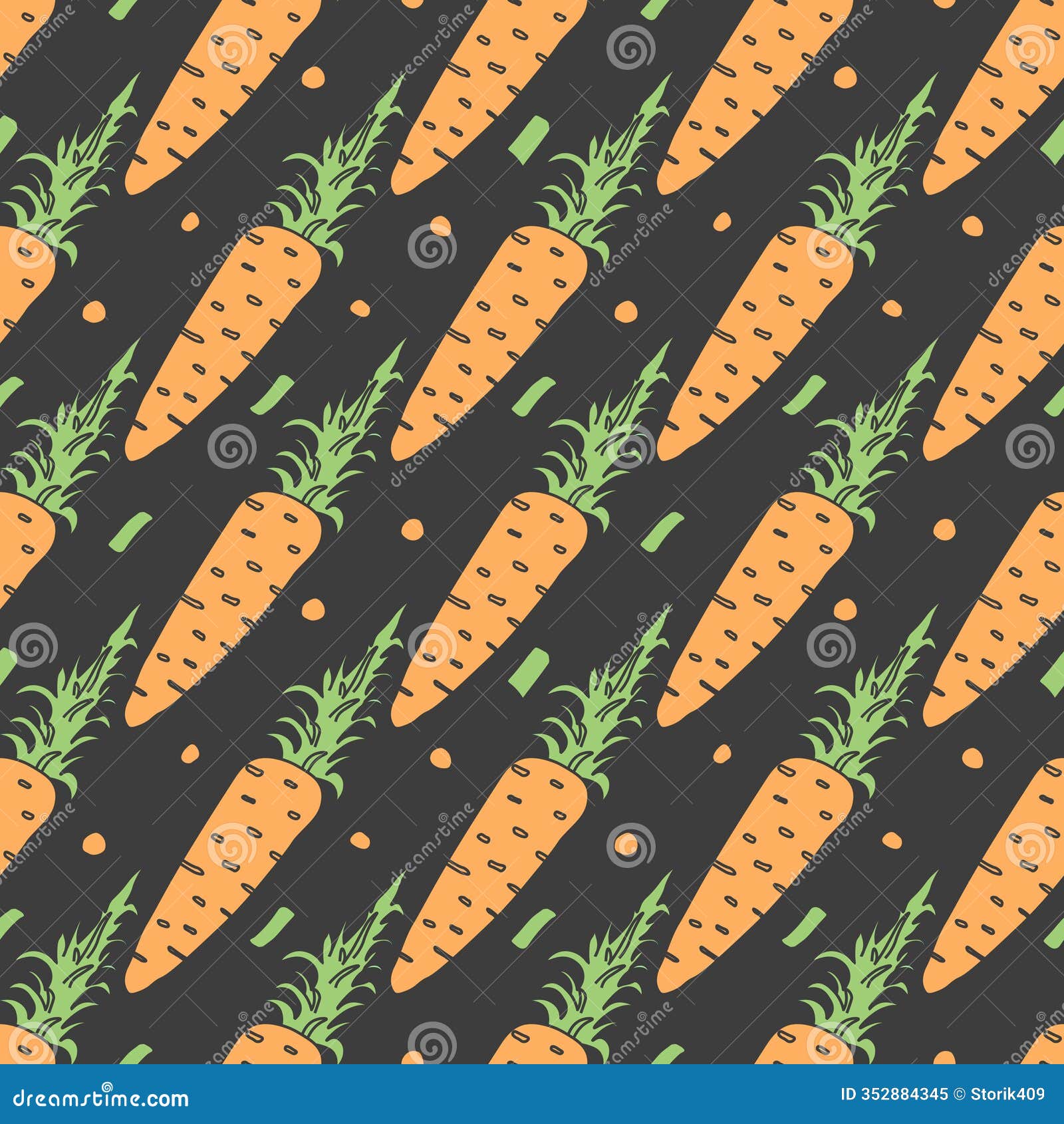 Seamless Carrot Pattern. Doodle Illustration with Carrot. Pattern with ...
