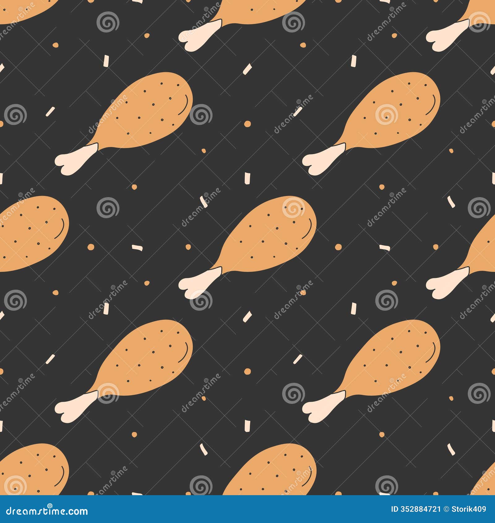 Seamless Pattern with Chicken Legs. Meat Background. Doodle Chicken ...