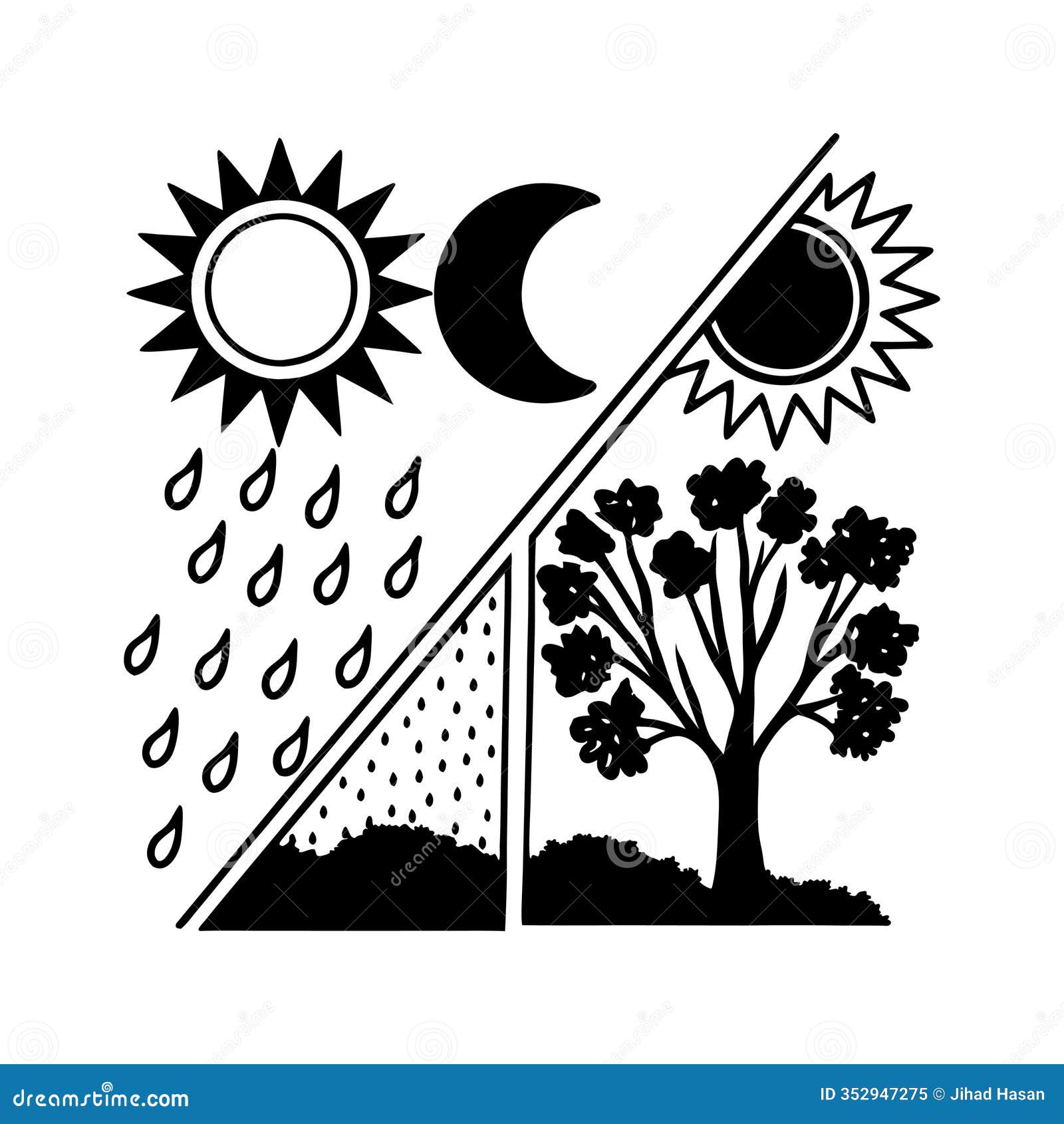 Opposite Day Element Silhouette Vector Art Stock Illustration ...