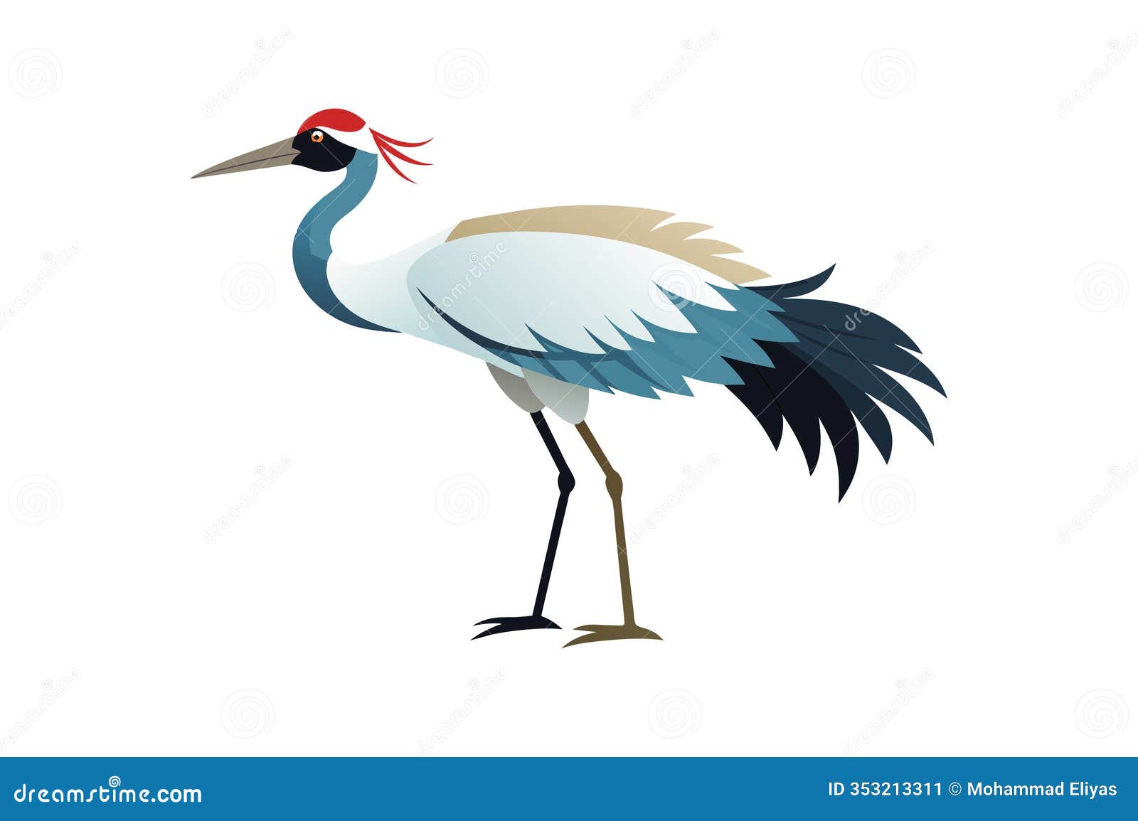 Beautiful Crane Bird Vector Art Illustration Stock Vector ...
