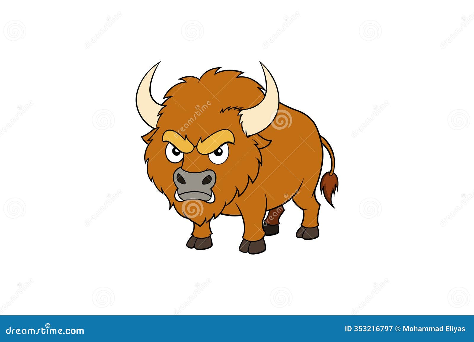 Cartoon Style Animal Bison Vector Image Illustration Stock Illustration ...
