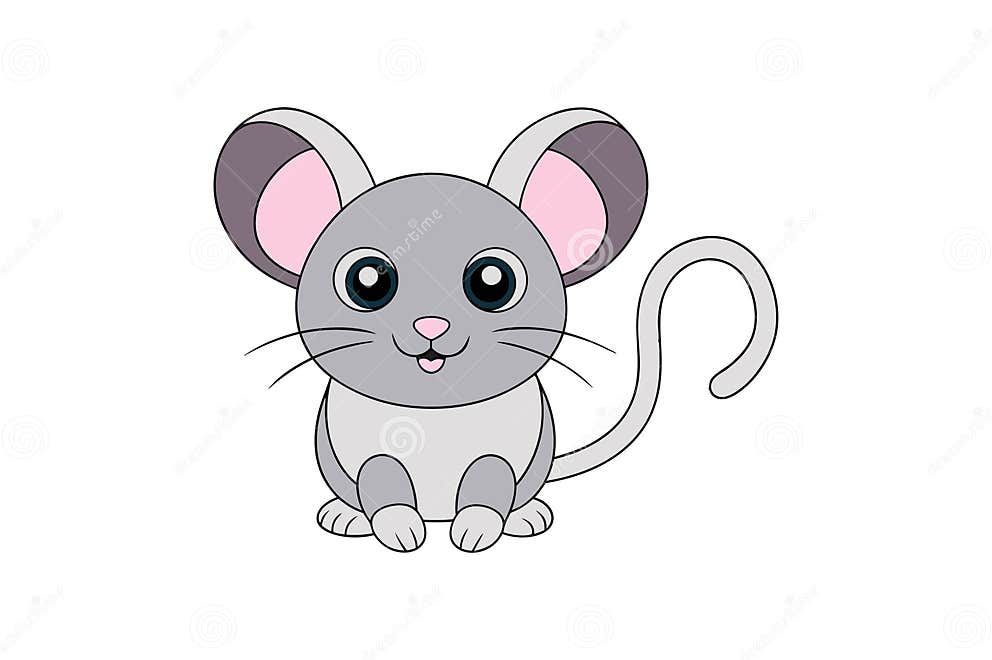 Coloring Page Cute Cartoon Mouse Silhouette Vector Illustration Stock ...