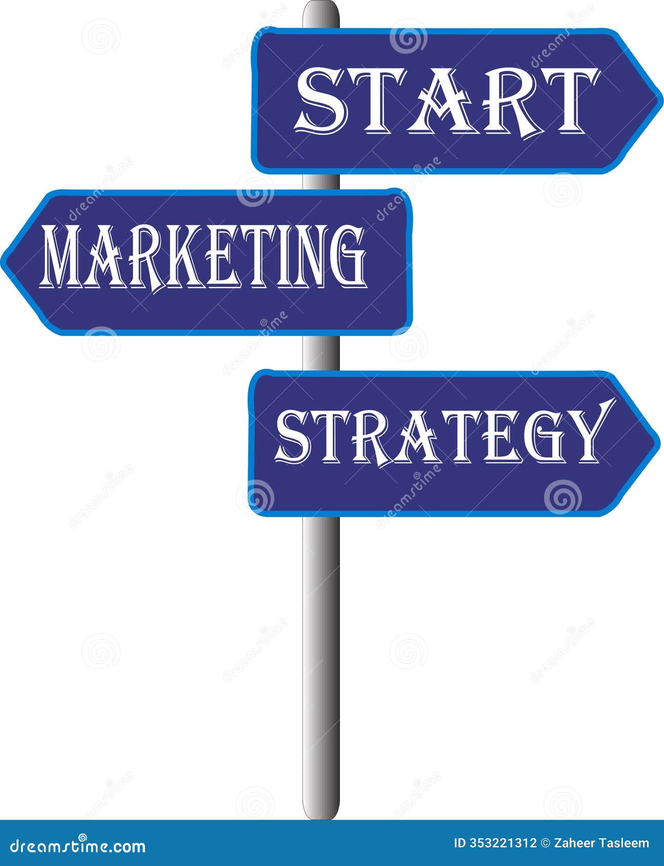 Start Marketing Strategy Signpost Vector File Eps Illustration on Blue ...