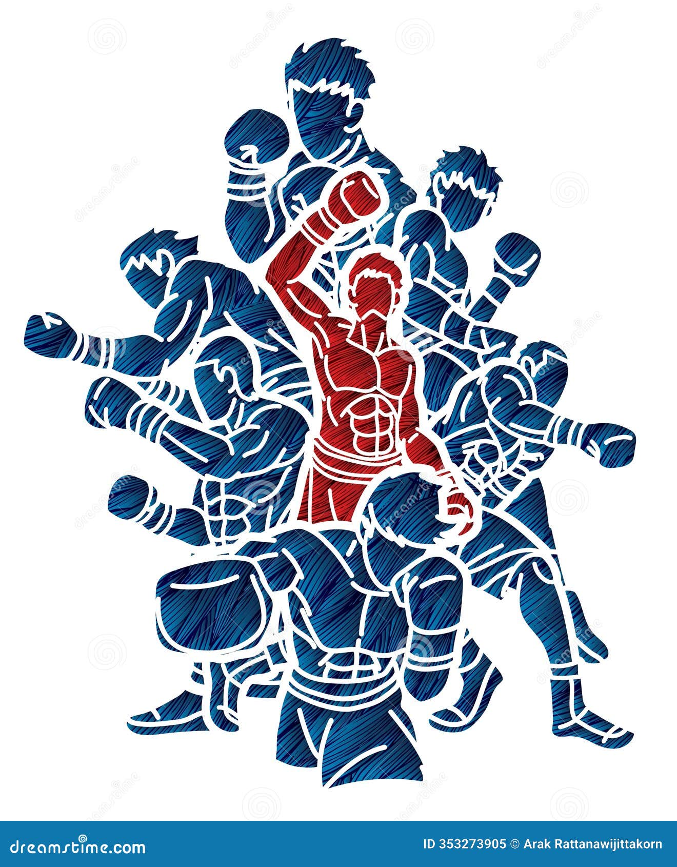 Group of Fighter Boxing Sport Boxer Men Fighting Punching Mix Action ...