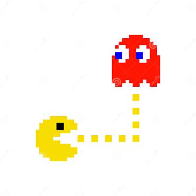 Pixel Pac-Man Set with Colorful Ghosts. Retro Pac Man Game Characters ...