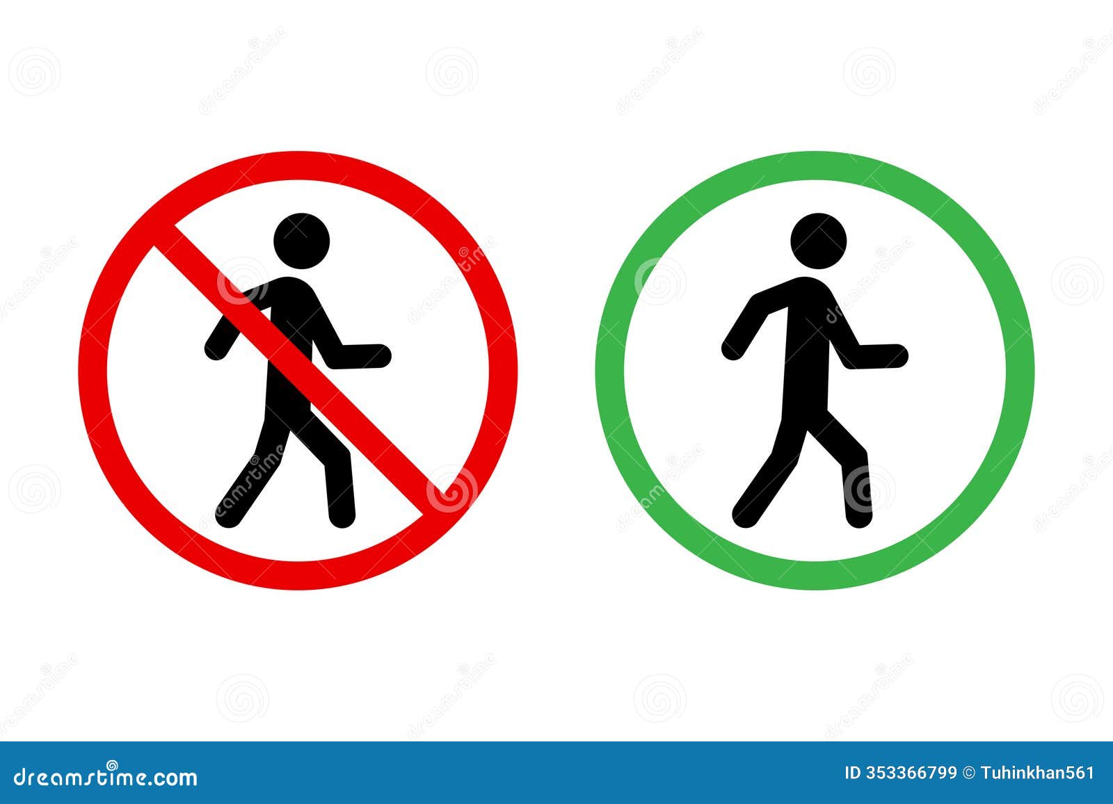 Walk and No Walk Icon Set. Don T Walk Icons. No Entry Sign. No ...