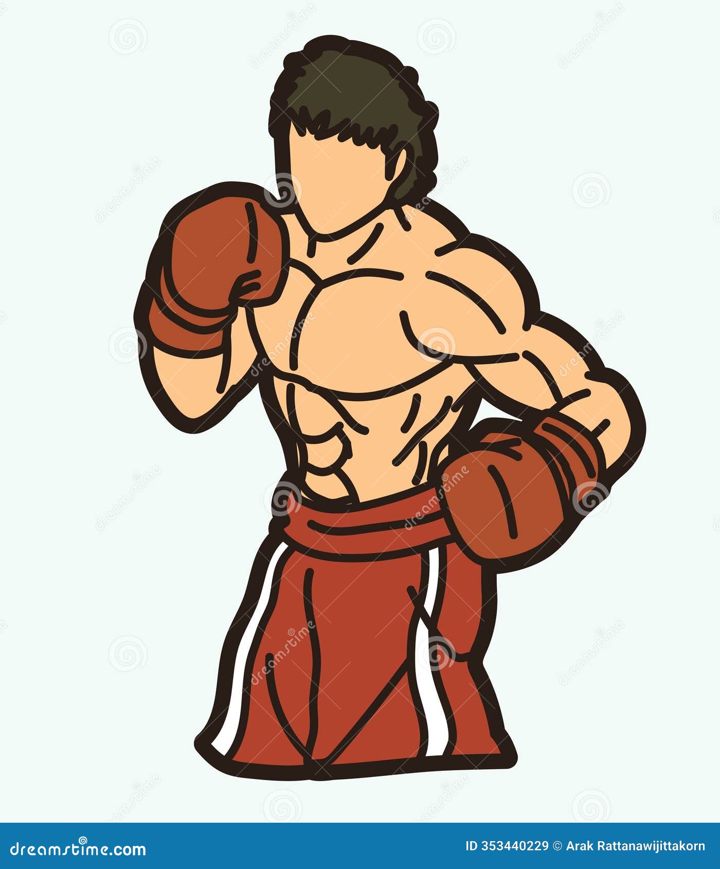 Boxing Sport Kickboxing Muay Thai Boxer Action Cartoon Graphic Stock ...